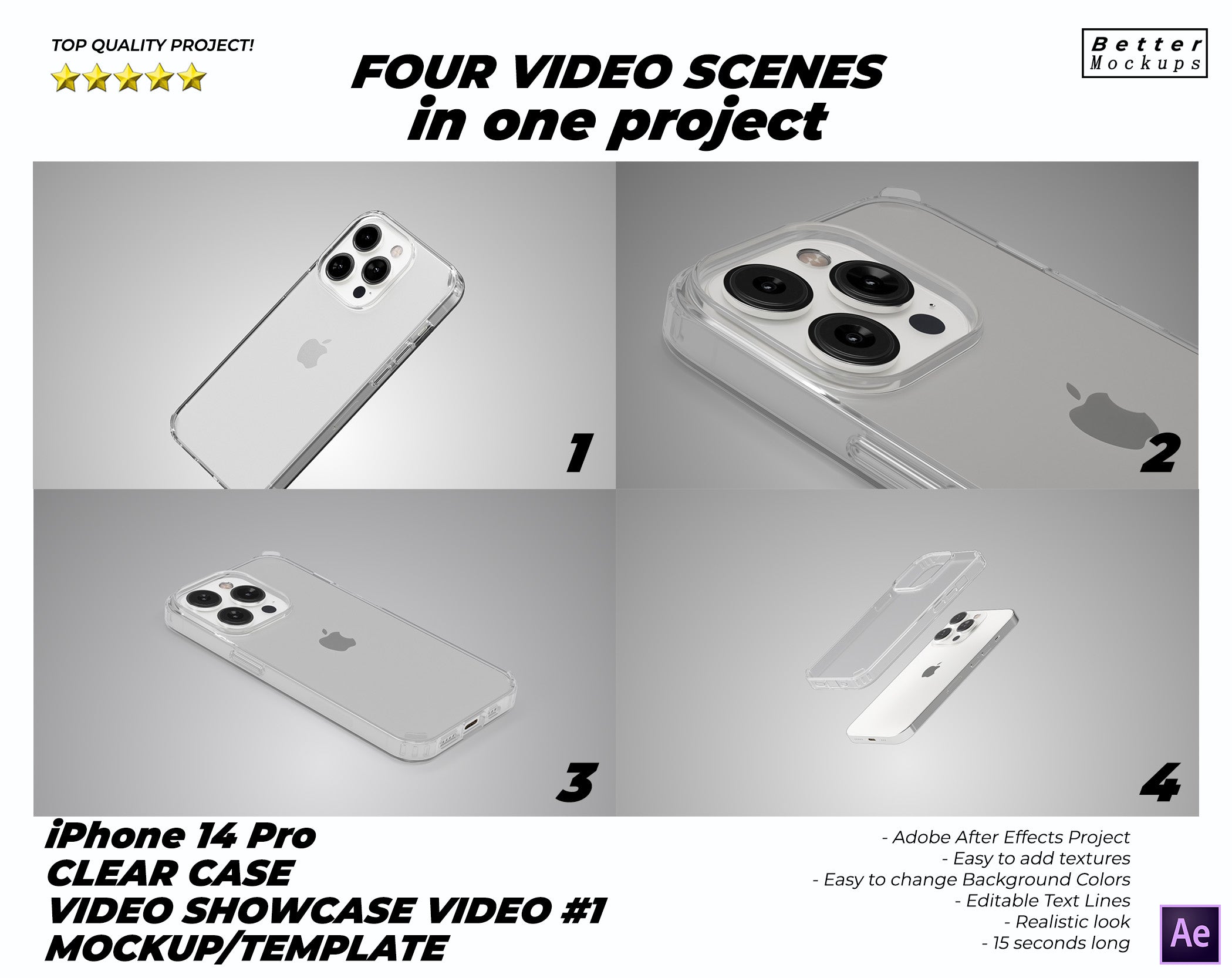 iPhone 14 Pro Clear TPU Case Video Showcase v1 – Bettermockups