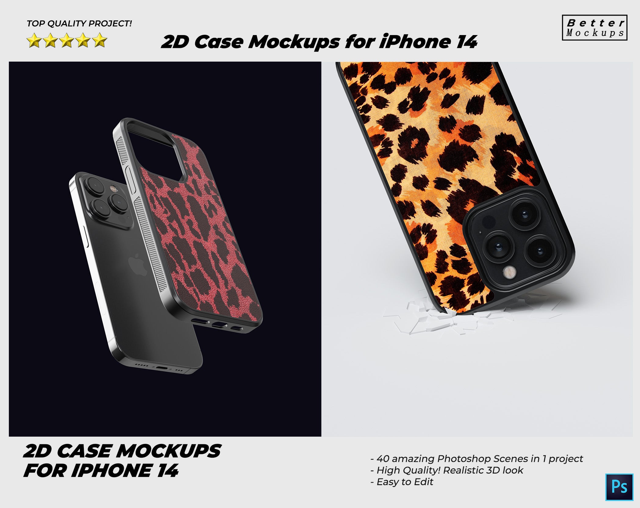 2D Phone Case Mockups for all iPhone 14/15 models – Bettermockups