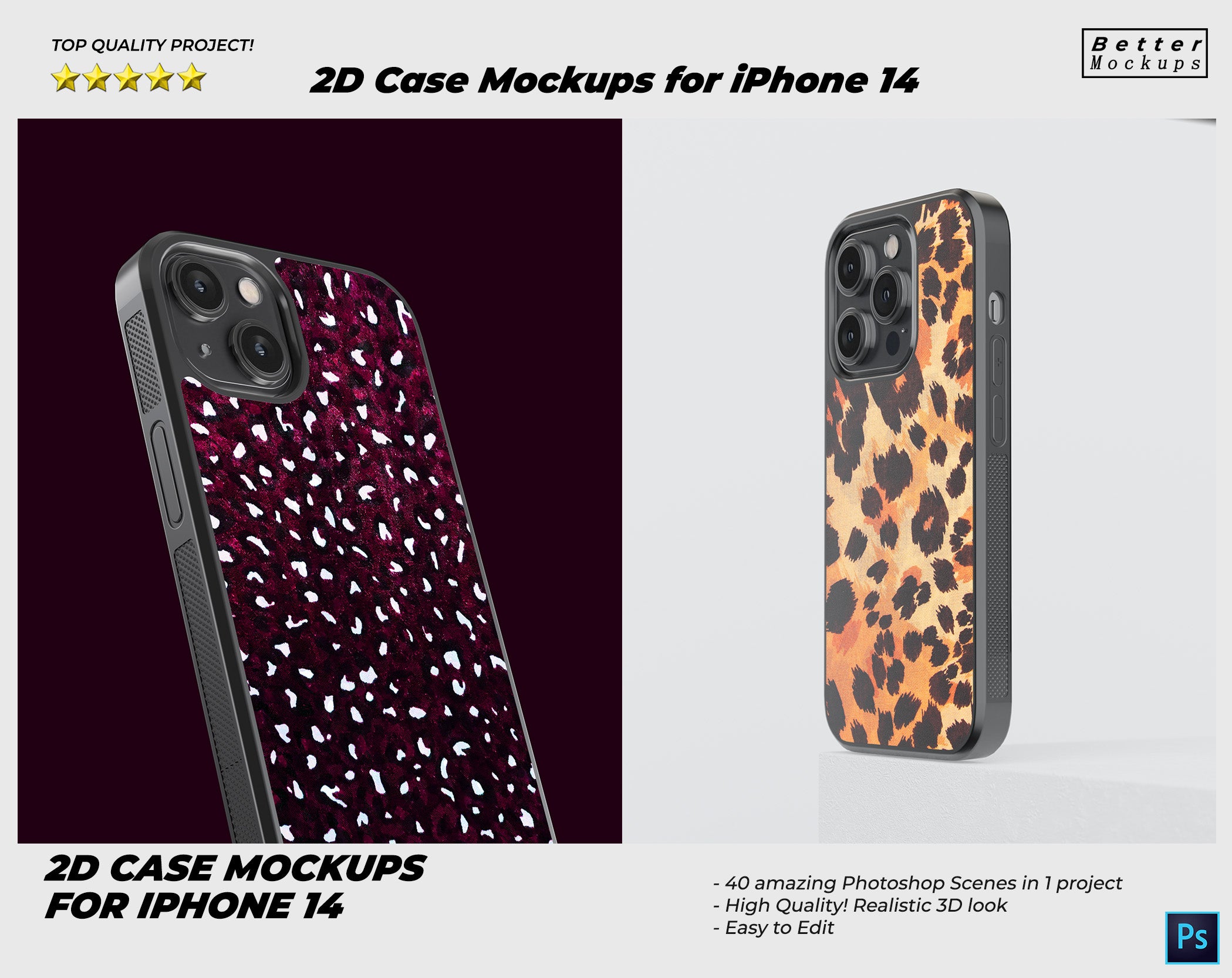 2D Phone Case Mockups for all iPhone 14/15 models – Bettermockups