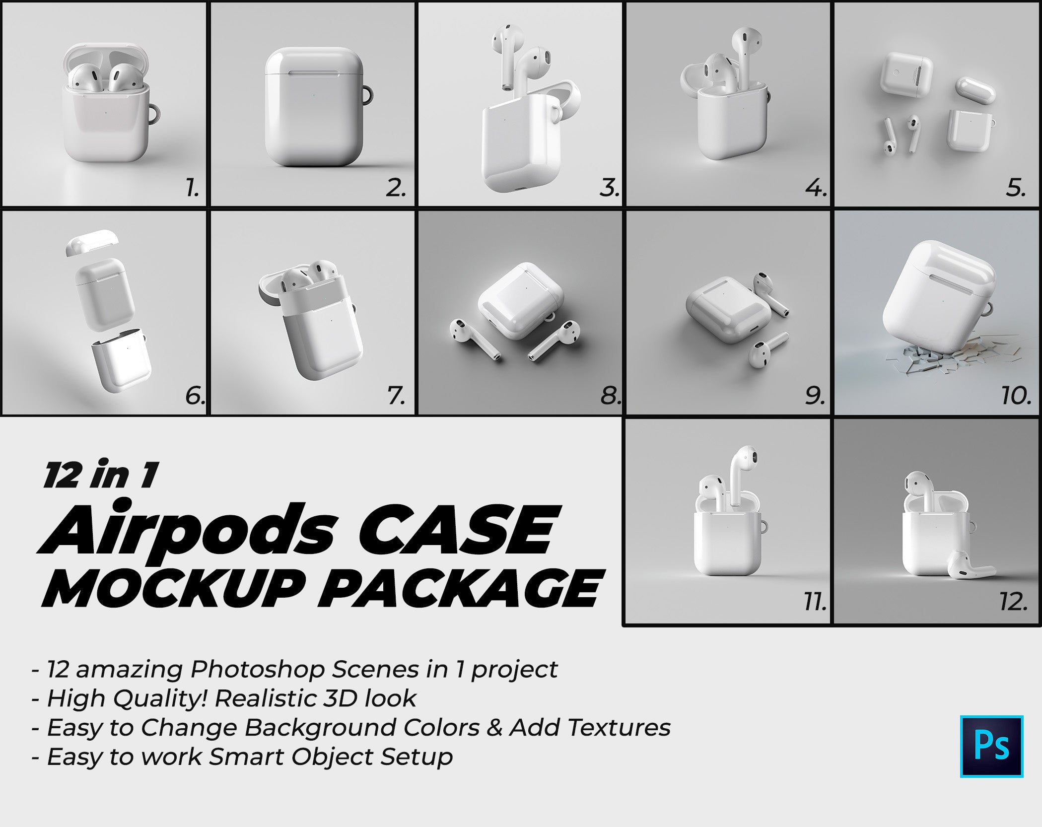 AirPods Case Mockup Package 12 in 1 – Bettermockups