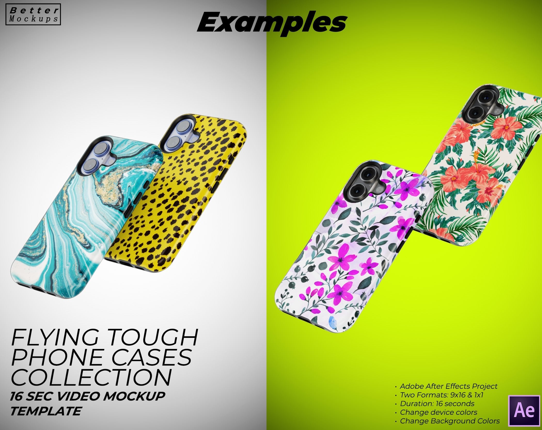 Flying iPhone Cases Video Mockup Template – Bettermockups