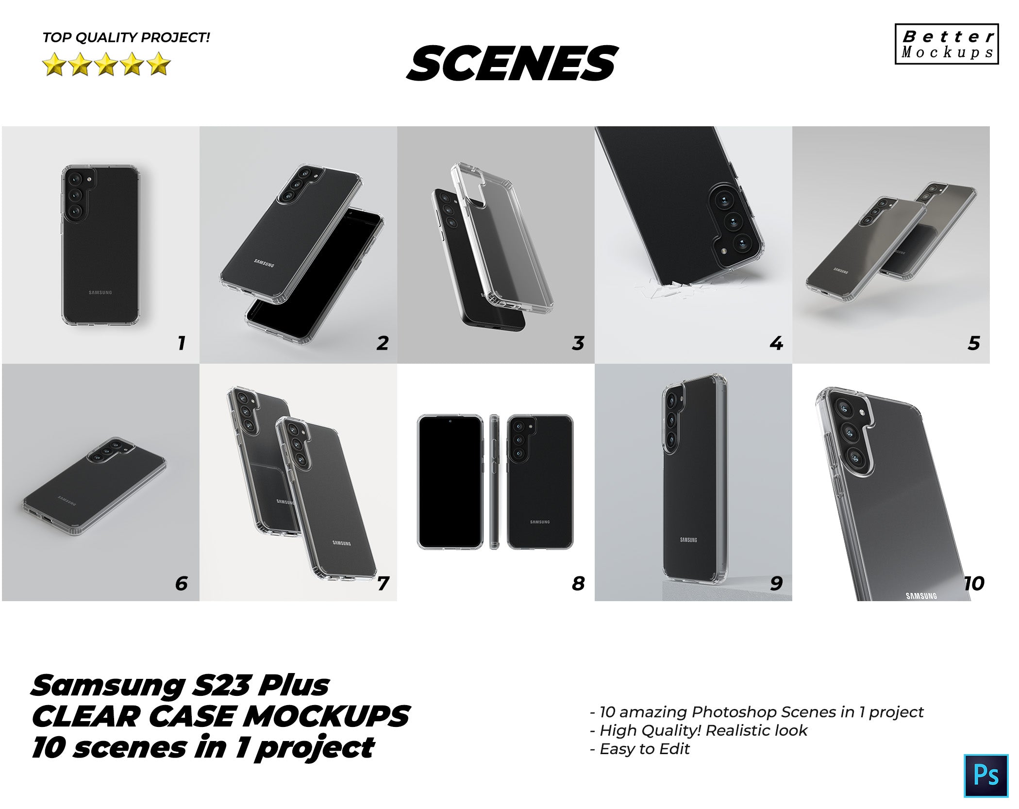 Samsung S23 Clear TPU Glass Case Mockup – Bettermockups