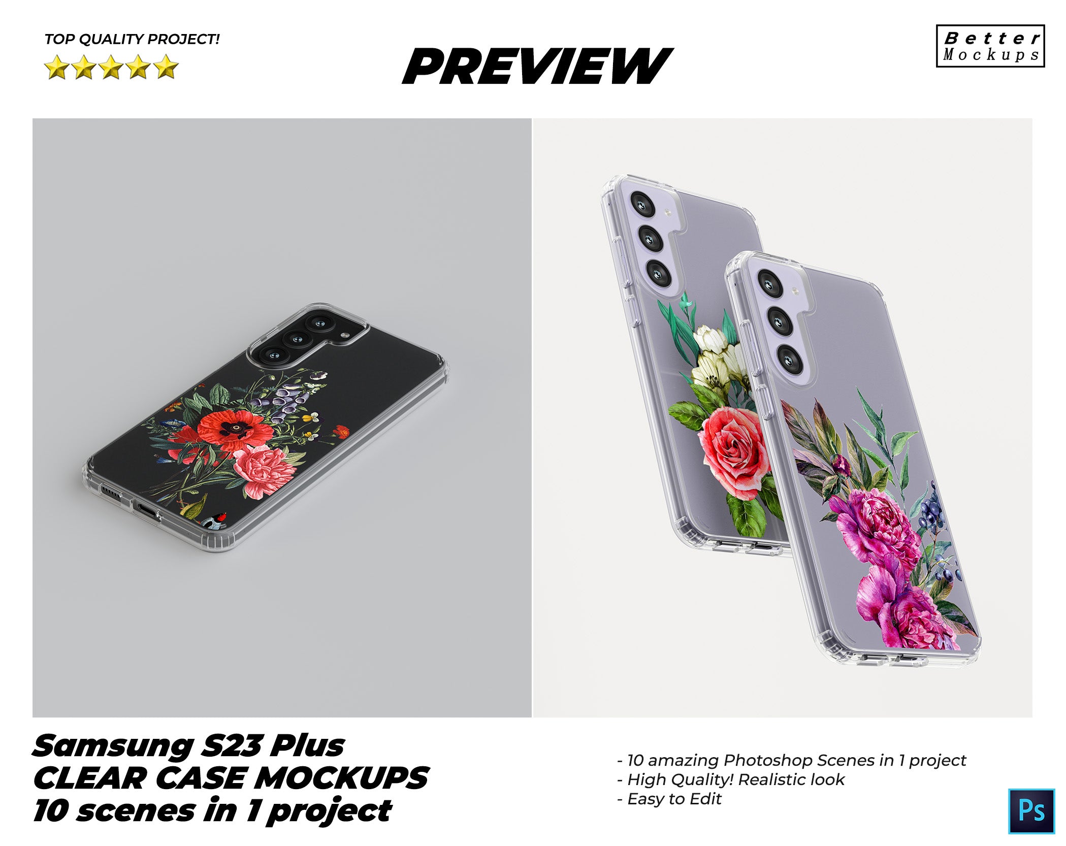 Samsung S23 Clear TPU Glass Case Mockup – Bettermockups