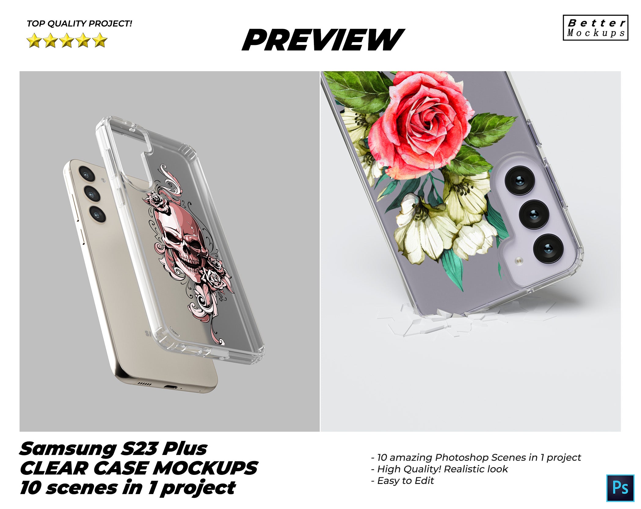Samsung S23 Clear TPU Glass Case Mockup – Bettermockups