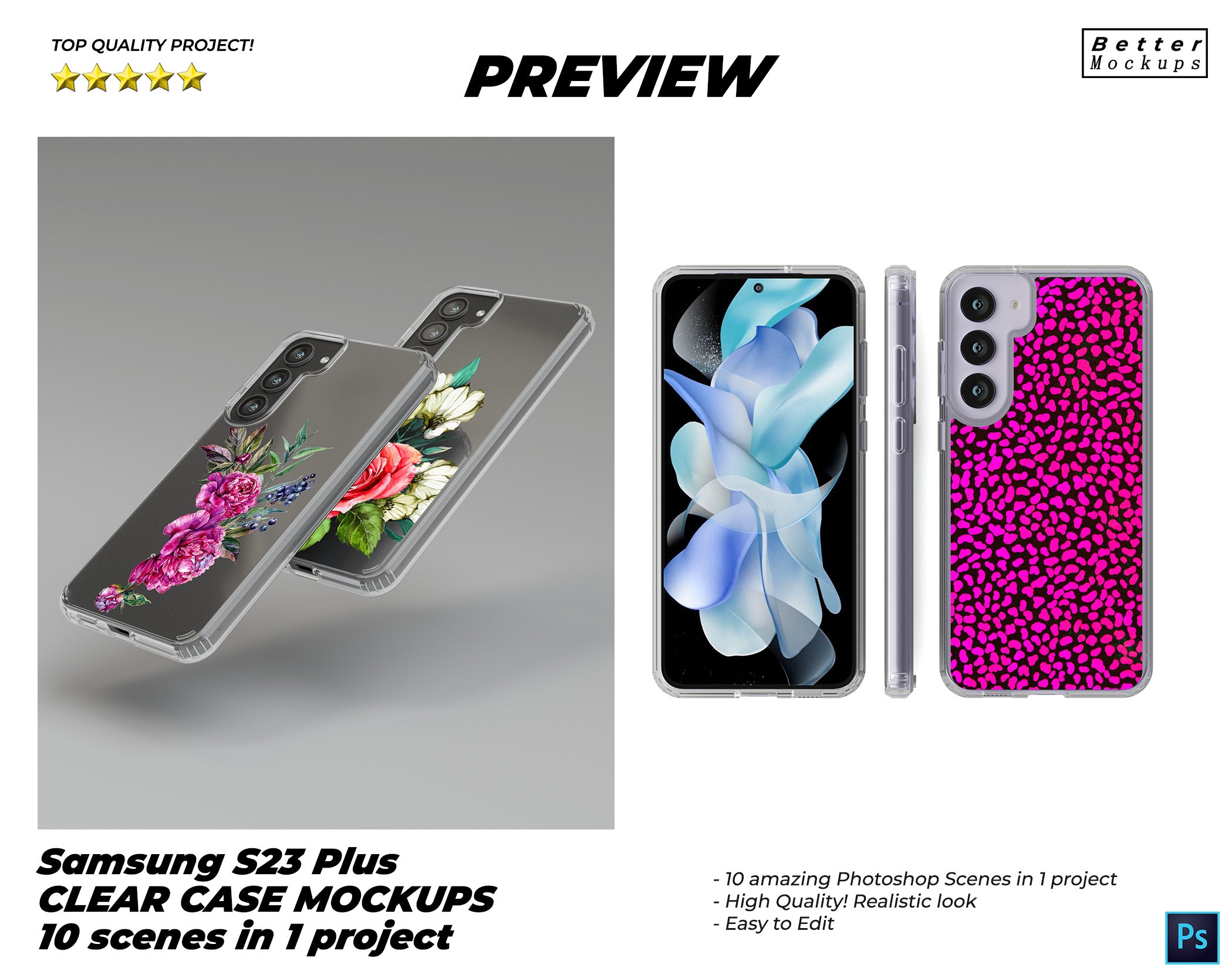 Samsung S23 Clear TPU Glass Case Mockup – Bettermockups