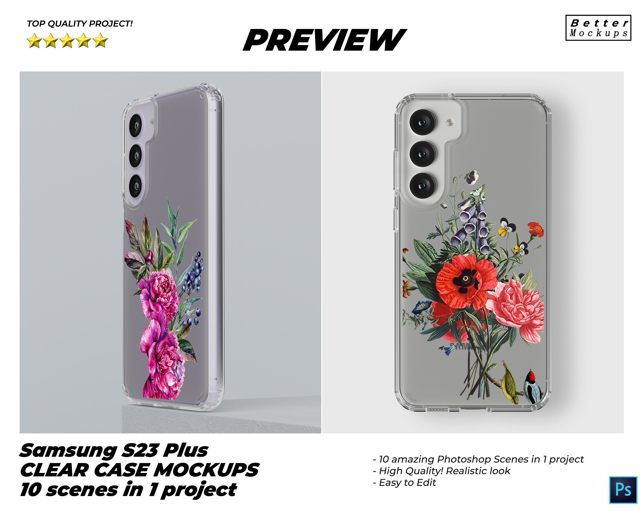 Samsung S23 Clear TPU Glass Case Mockup – Bettermockups
