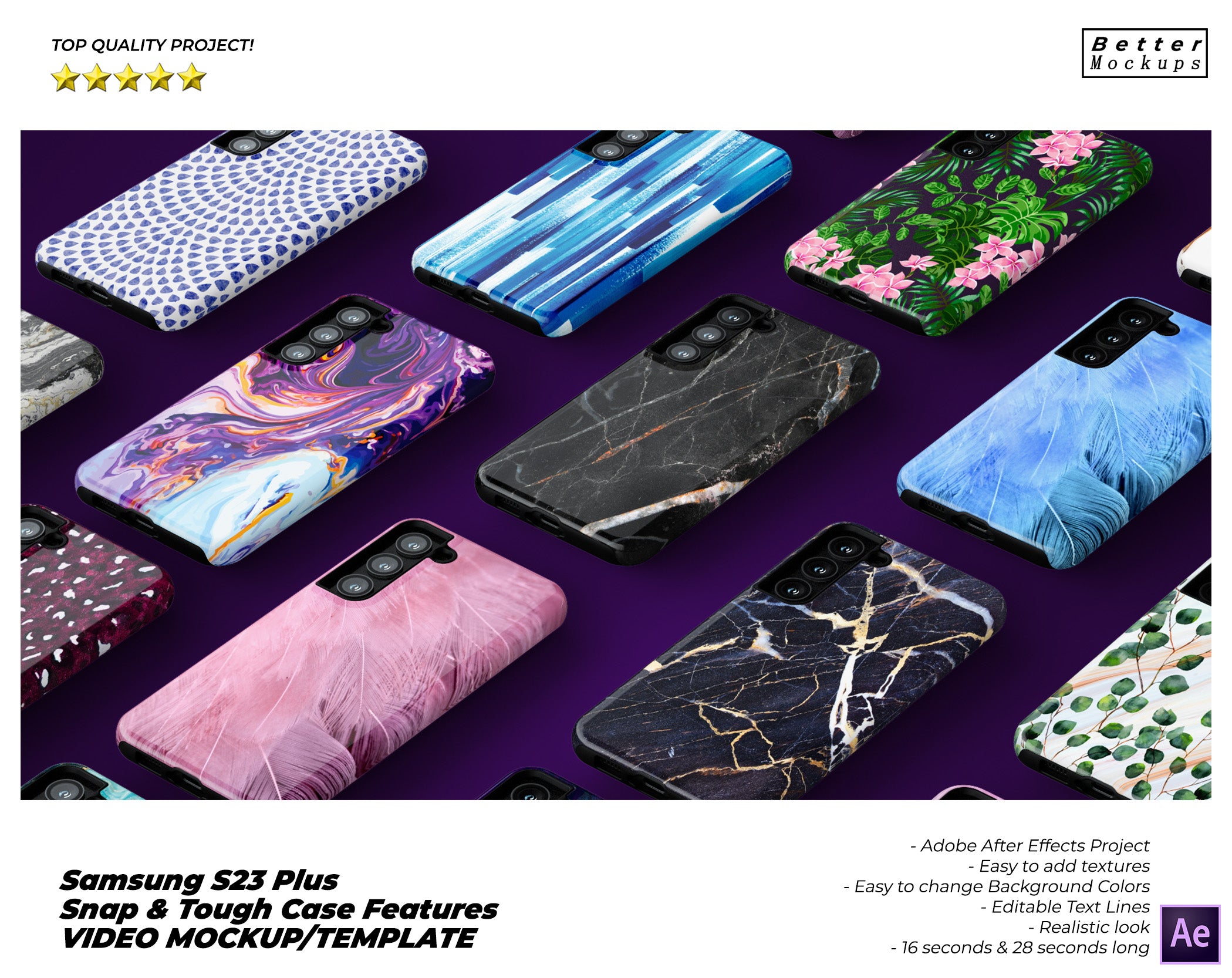 Samsung S23 Plus Tough Snap Case Features Video Mockup – Bettermockups