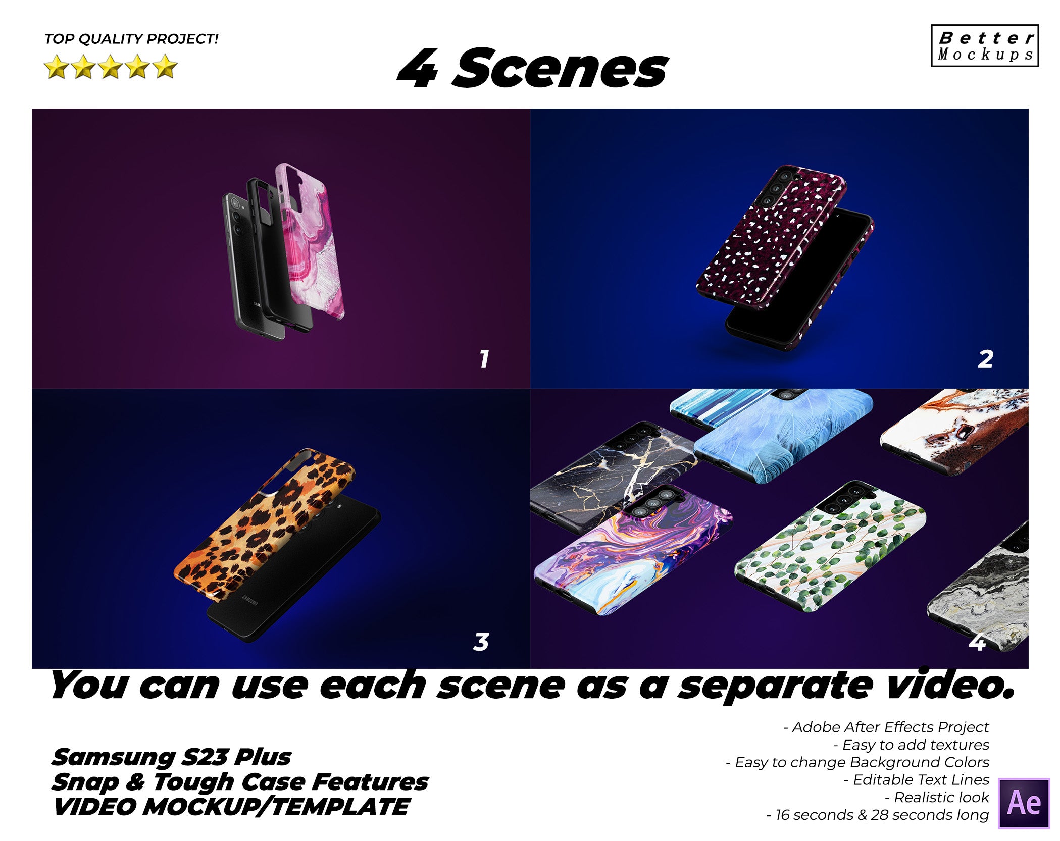 Samsung S23 Plus Tough Snap Case Features Video Mockup – Bettermockups