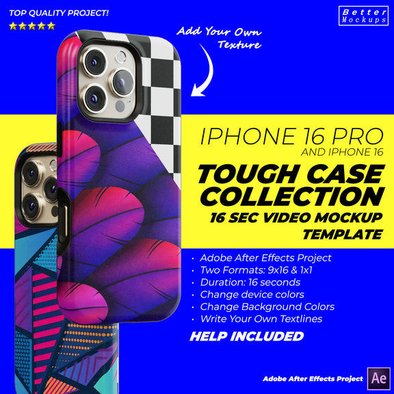 iPhone 16 Pro Tough Case Collection Video Mockup Template – Bettermockups