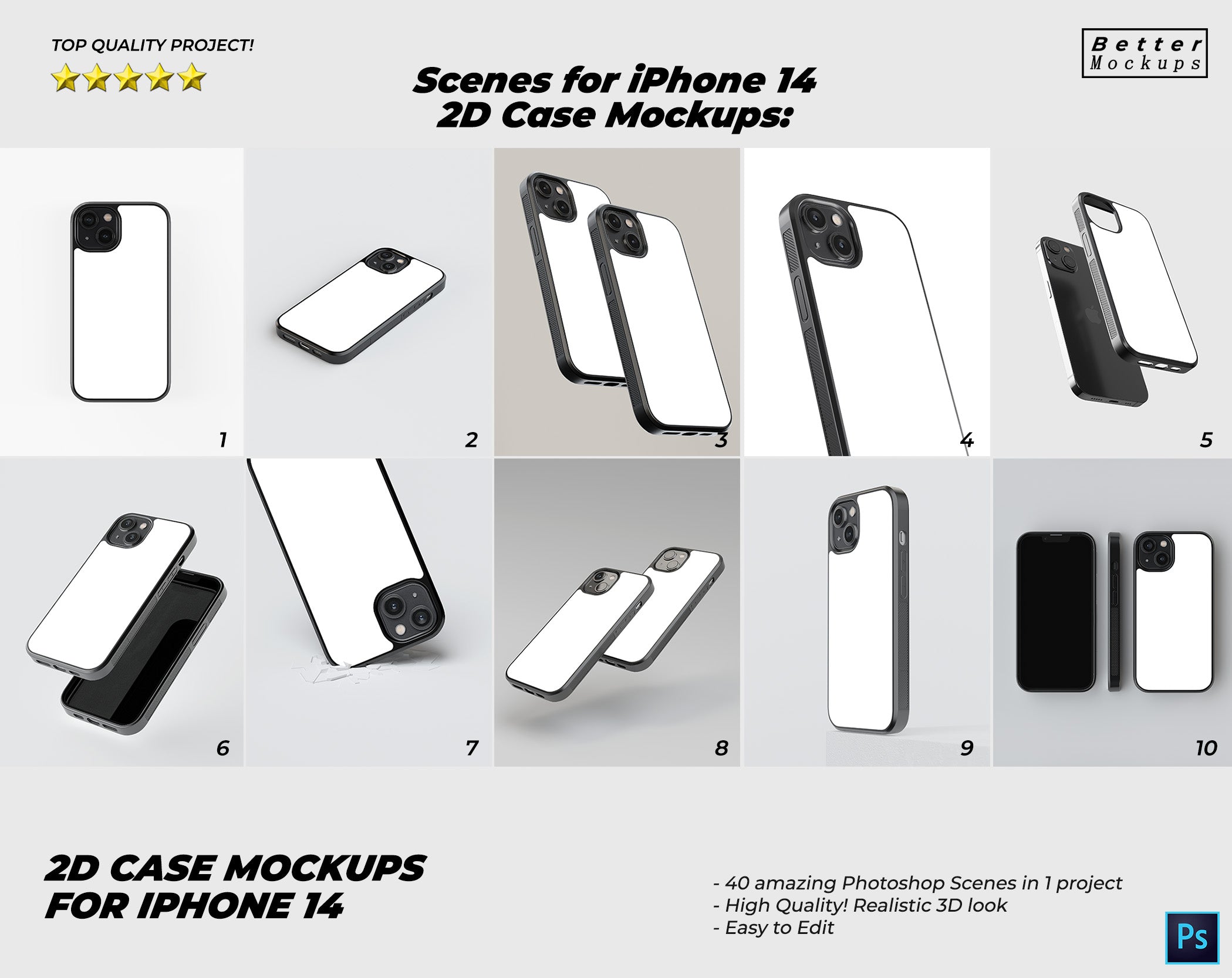2D Phone Case Mockups for all iPhone 14/15 models – Bettermockups