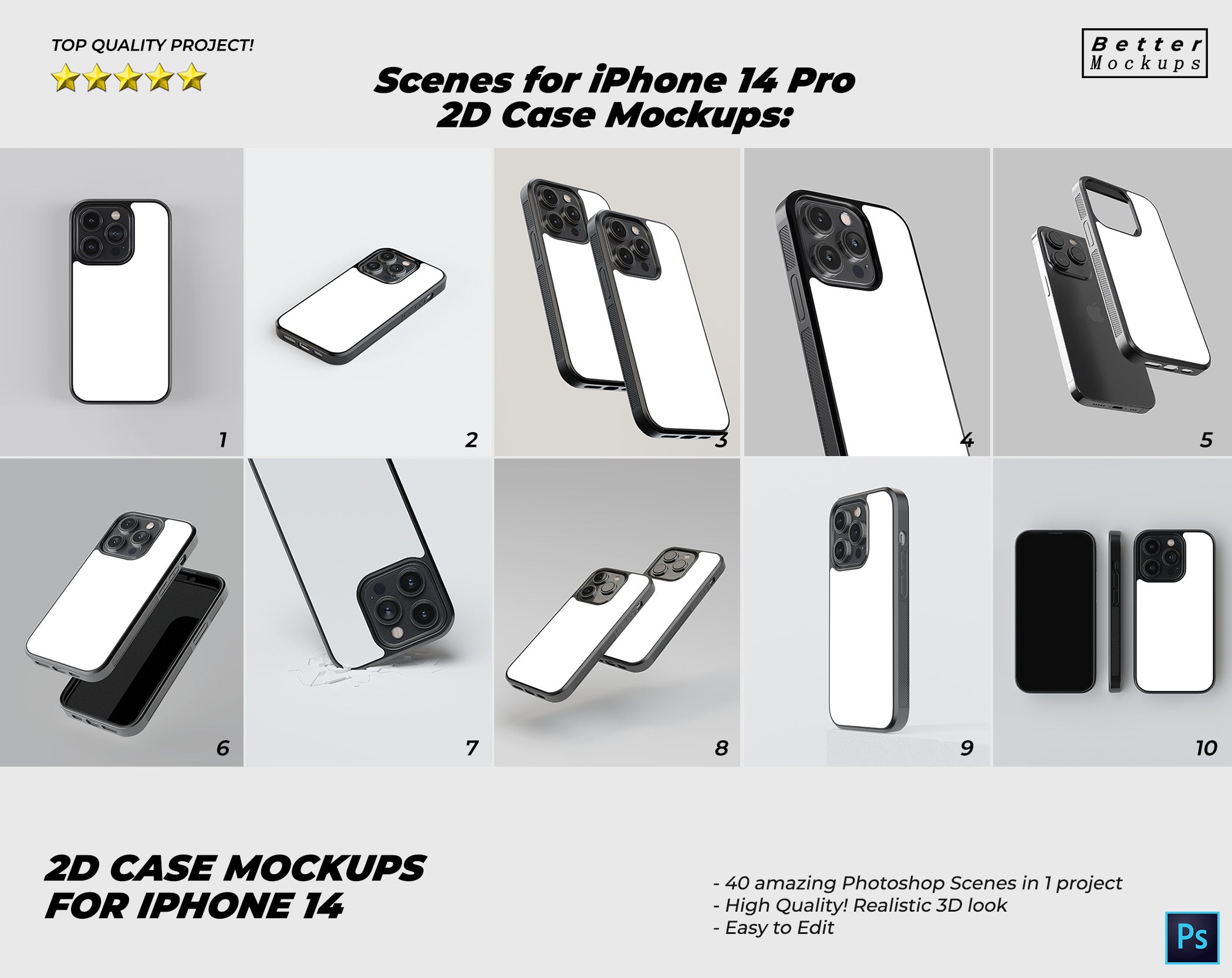 2D Phone Case Mockups for all iPhone 14/15 models – Bettermockups
