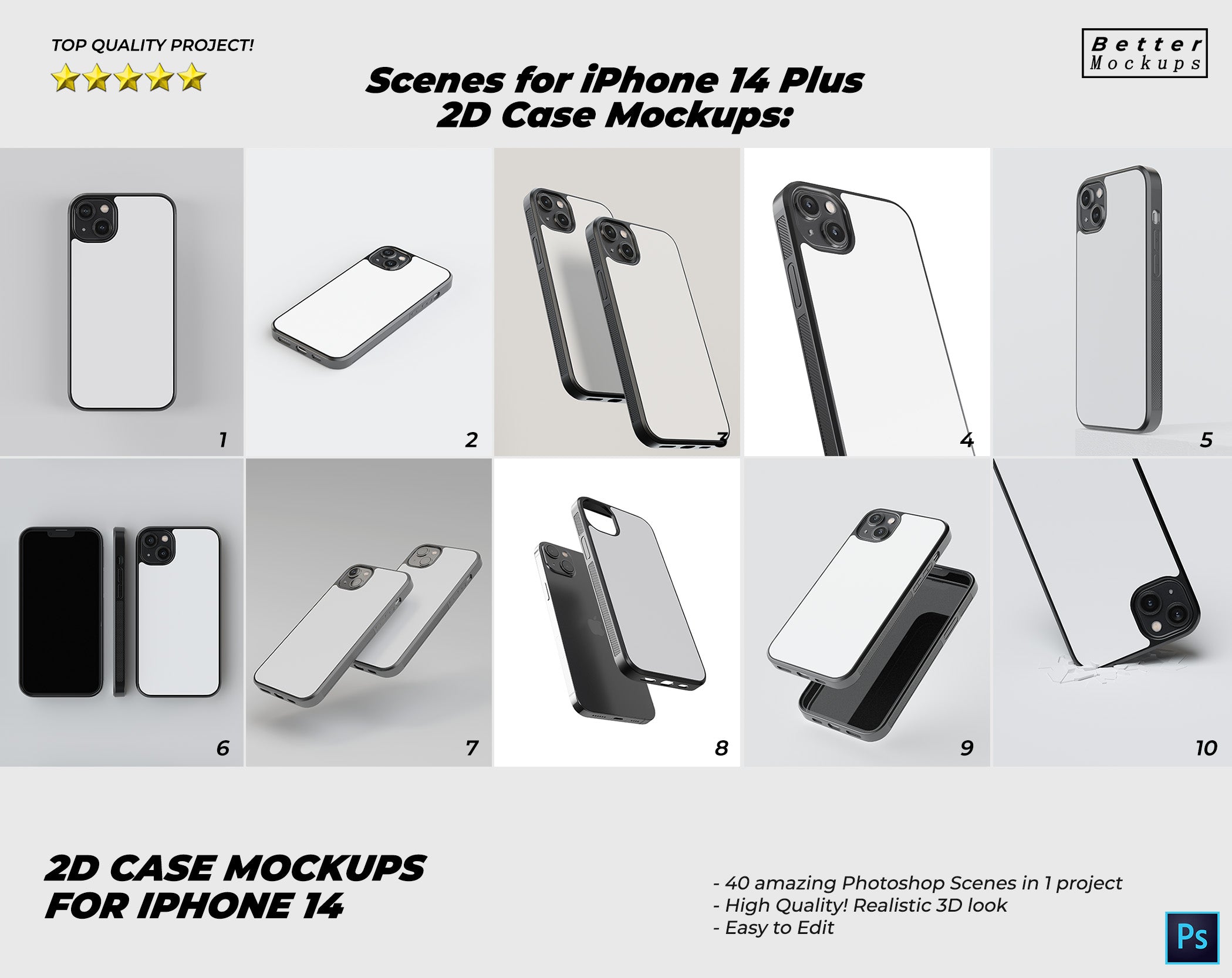 2D Phone Case Mockups for all iPhone 14/15 models – Bettermockups