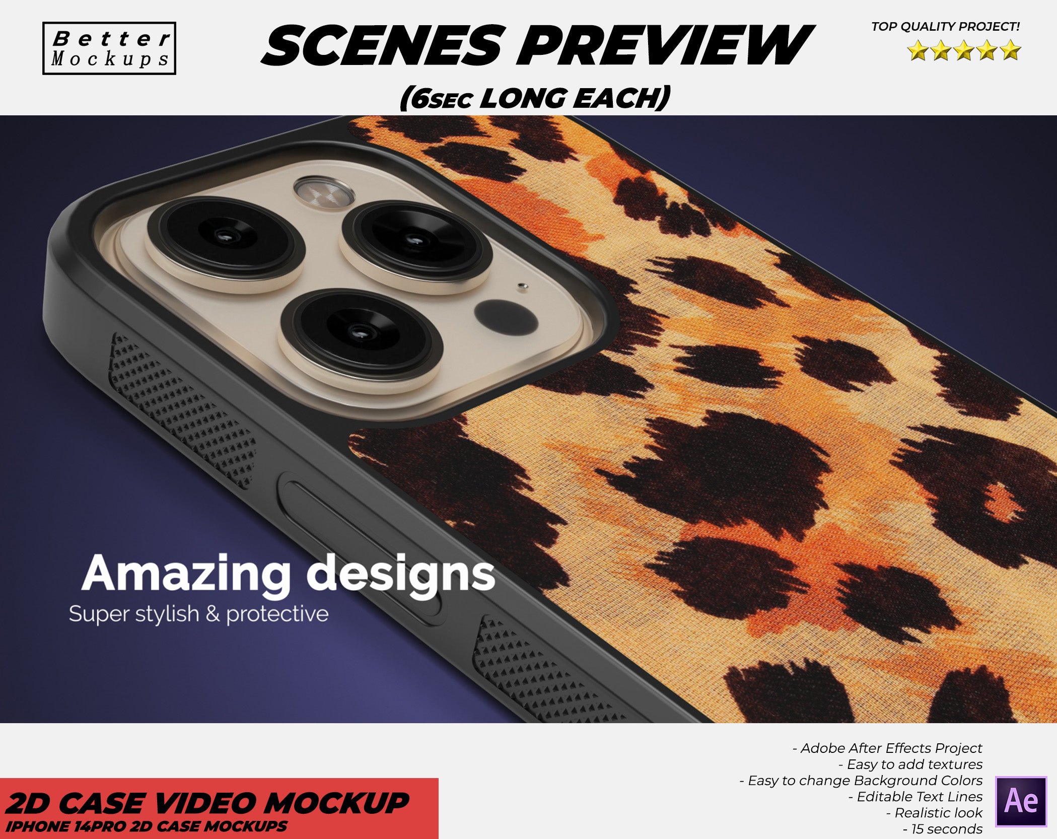 iPhone 14 Pro 2D Case Video Mockup Showcase Project – Bettermockups