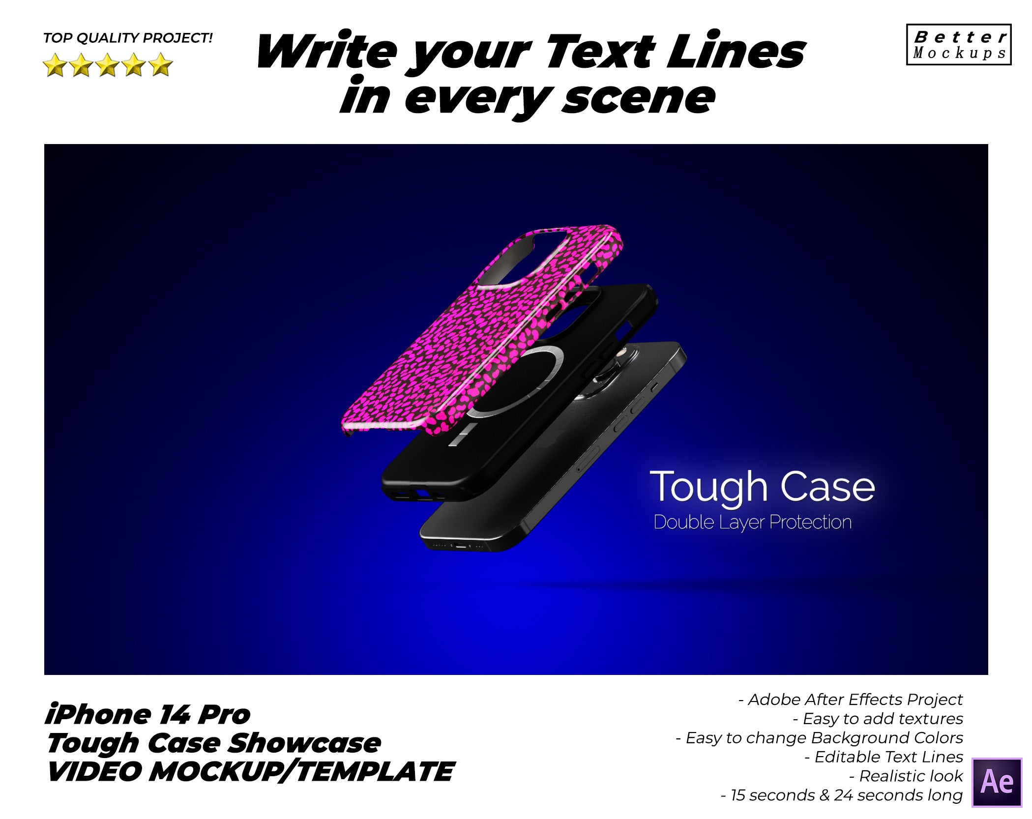 Video Mockup v1 for iPhone 14 Pro Tough Snap Case Showcase – Bettermockups