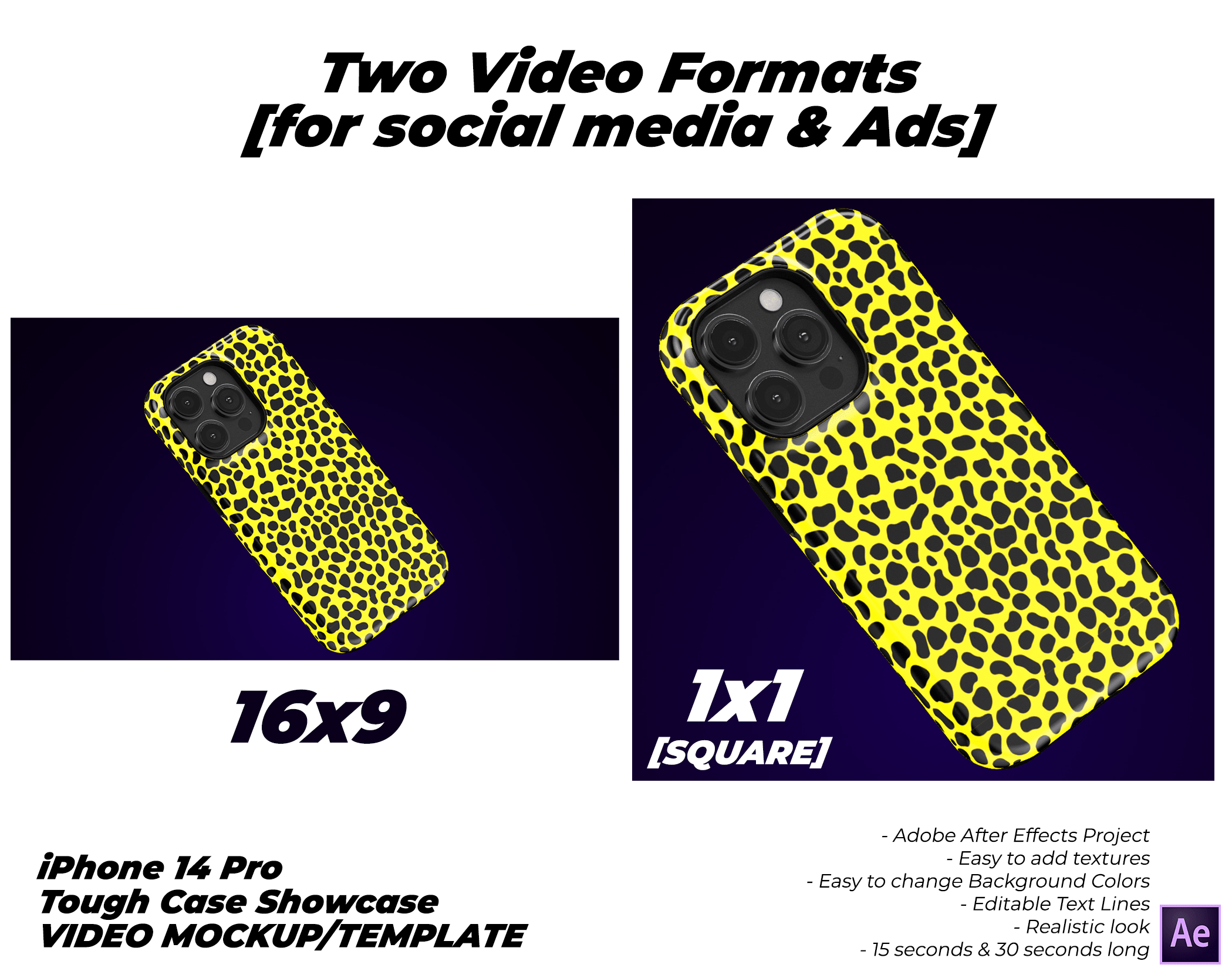 Video Mockup v2 for iPhone 14 Pro Tough Snap Case Showcase – Bettermockups
