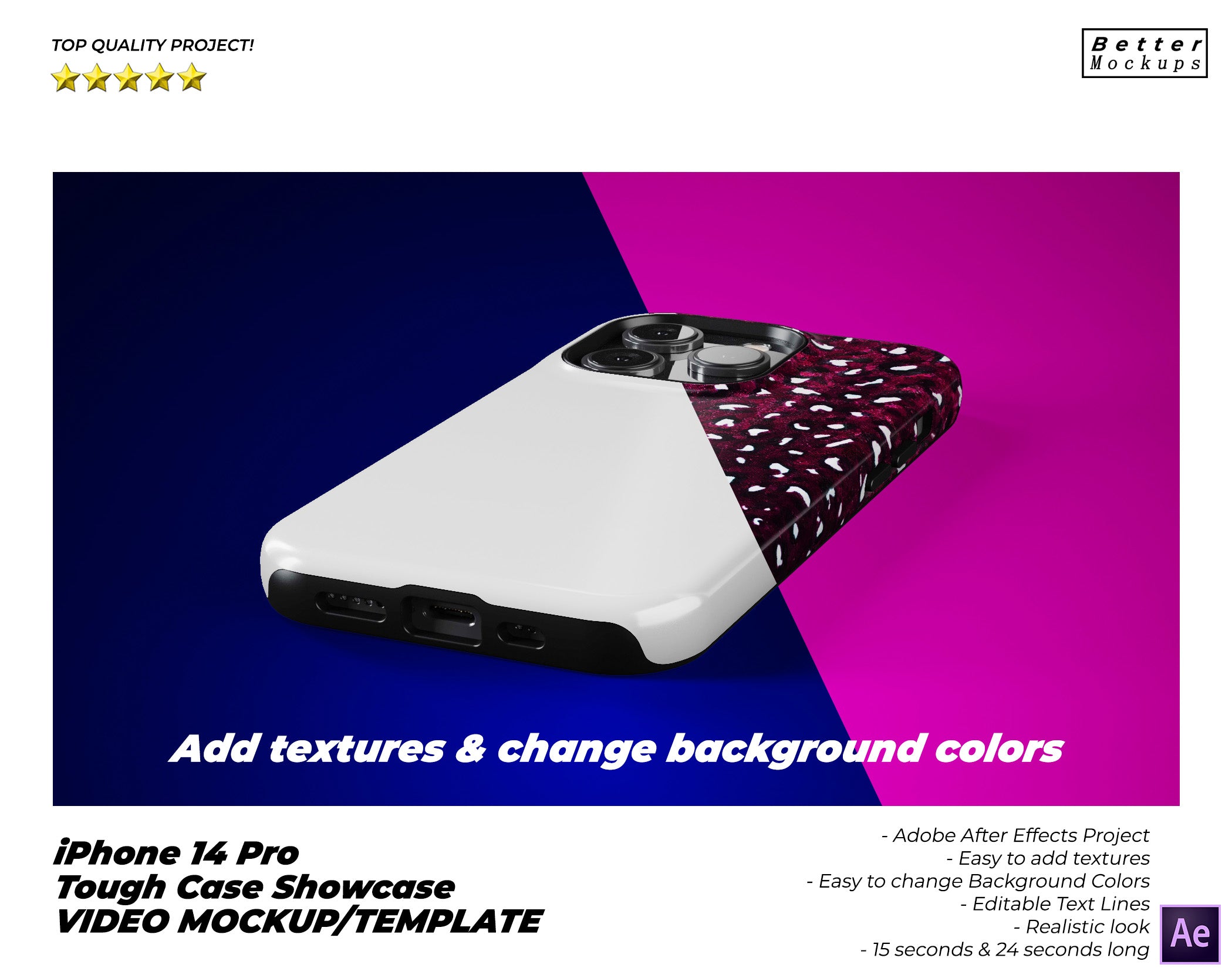 Video Mockup v1 for iPhone 14 Pro Tough Snap Case Showcase – Bettermockups