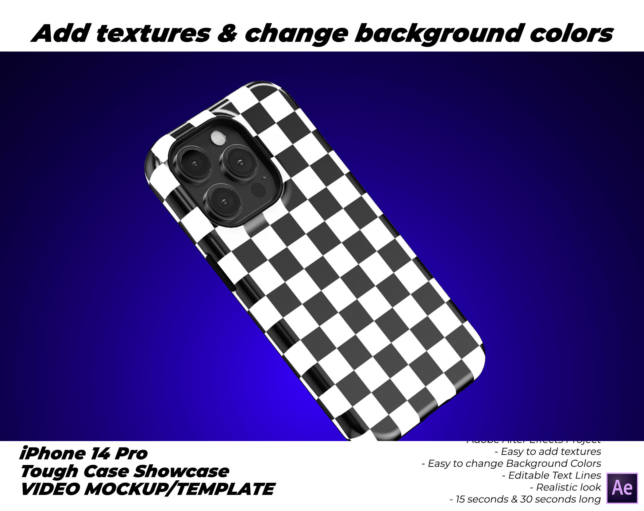 Video Mockup v2 for iPhone 14 Pro Tough Snap Case Showcase – Bettermockups
