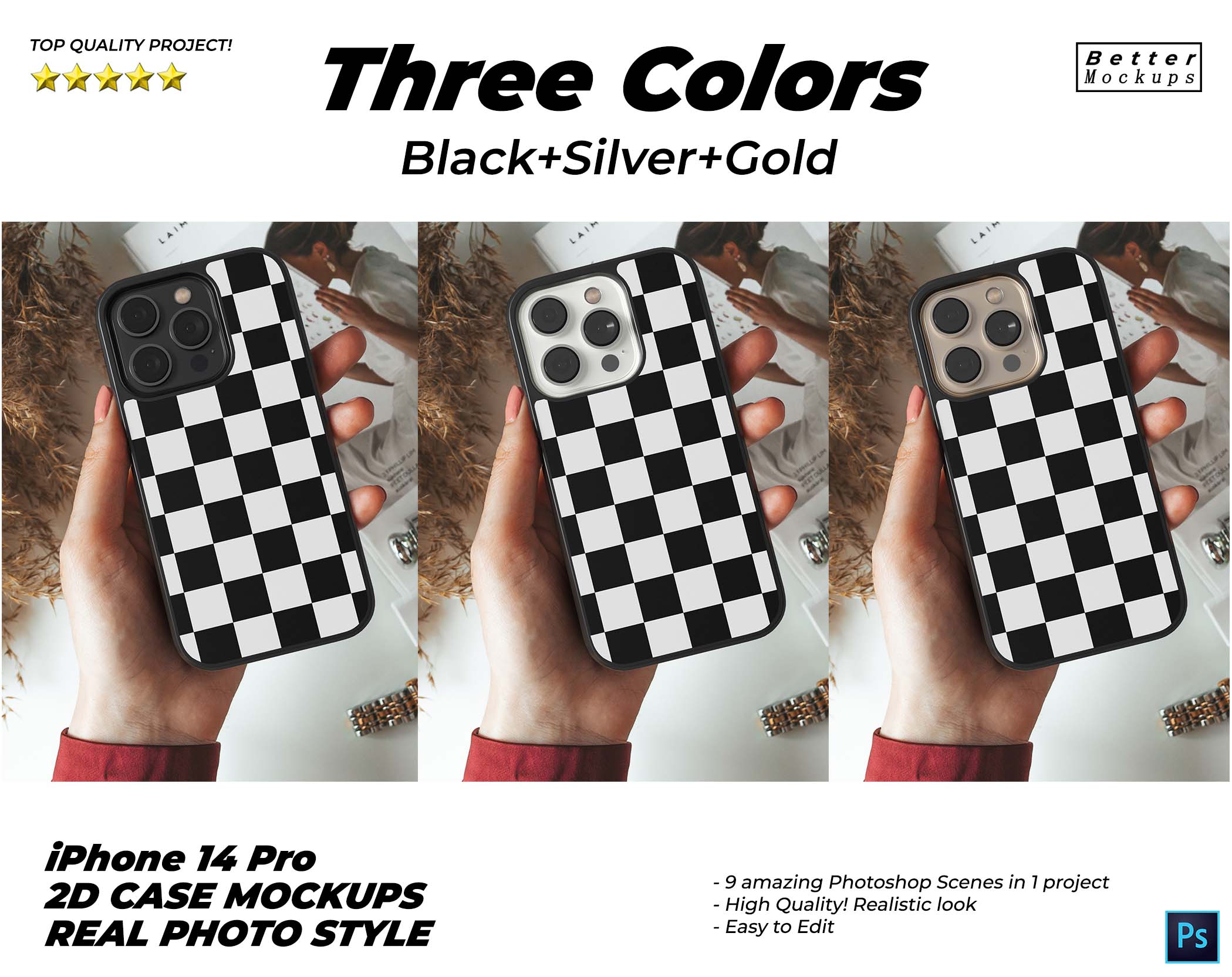 Real Photo 2D Phone Case Mockups for iPhone 15 Pro – Bettermockups