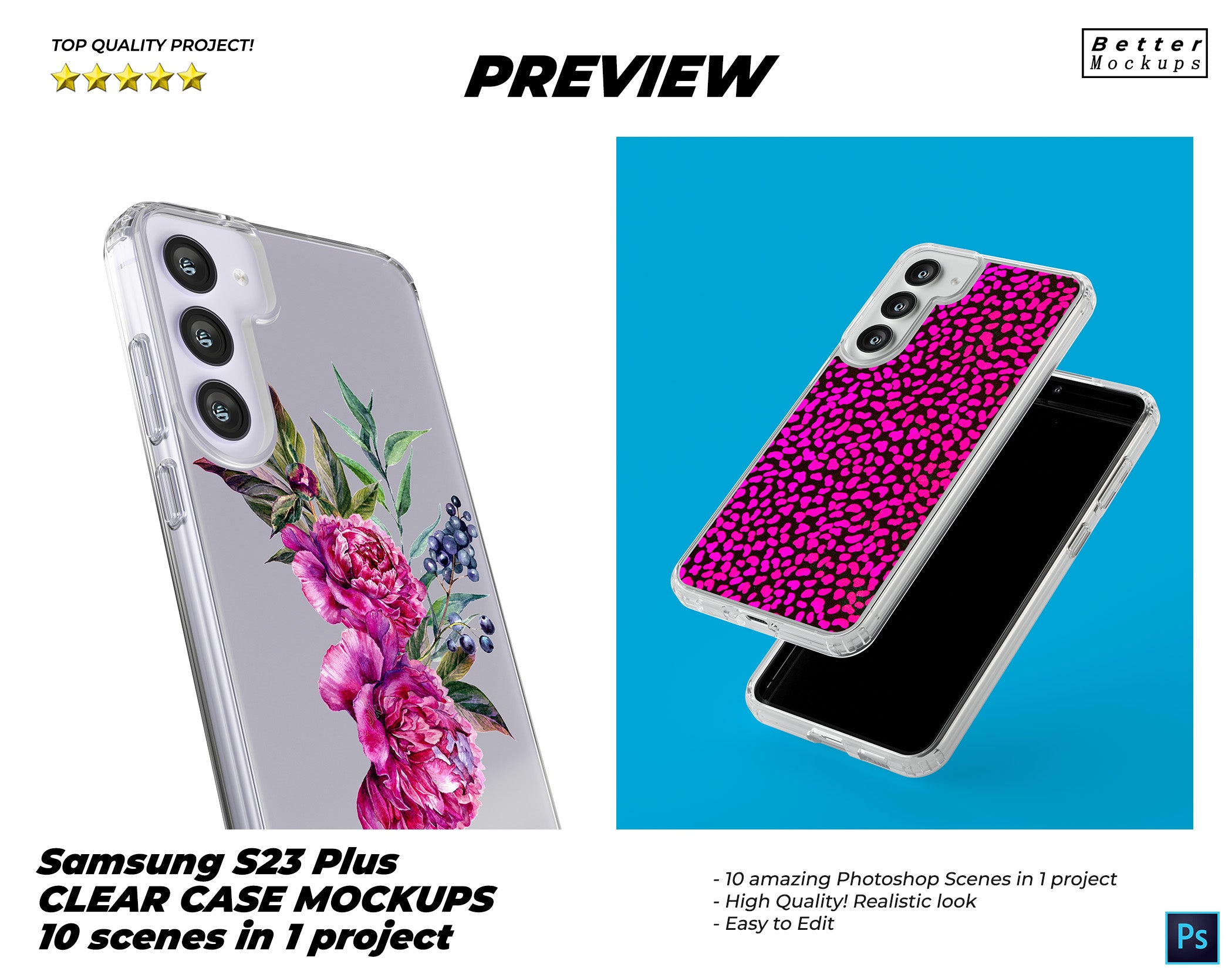 Samsung S23 Clear TPU Glass Case Mockup – Bettermockups