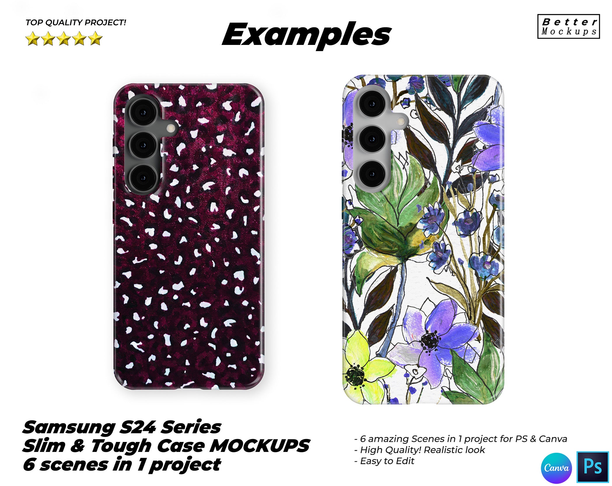 Samsung S24 Series Case Mockup Bundle for Canva – Bettermockups
