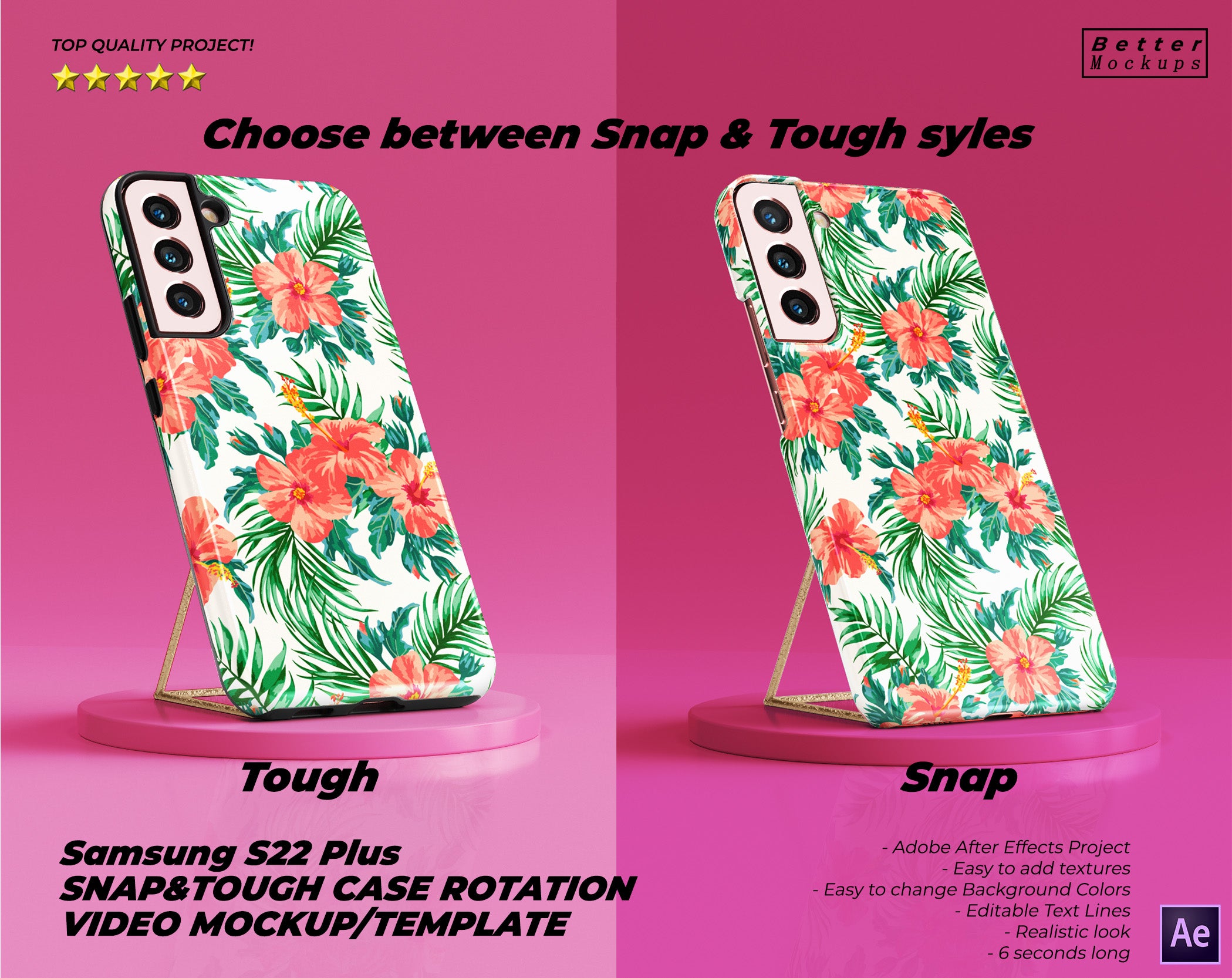 Samsung S22 Tough Snap Case Video Mockup – Bettermockups