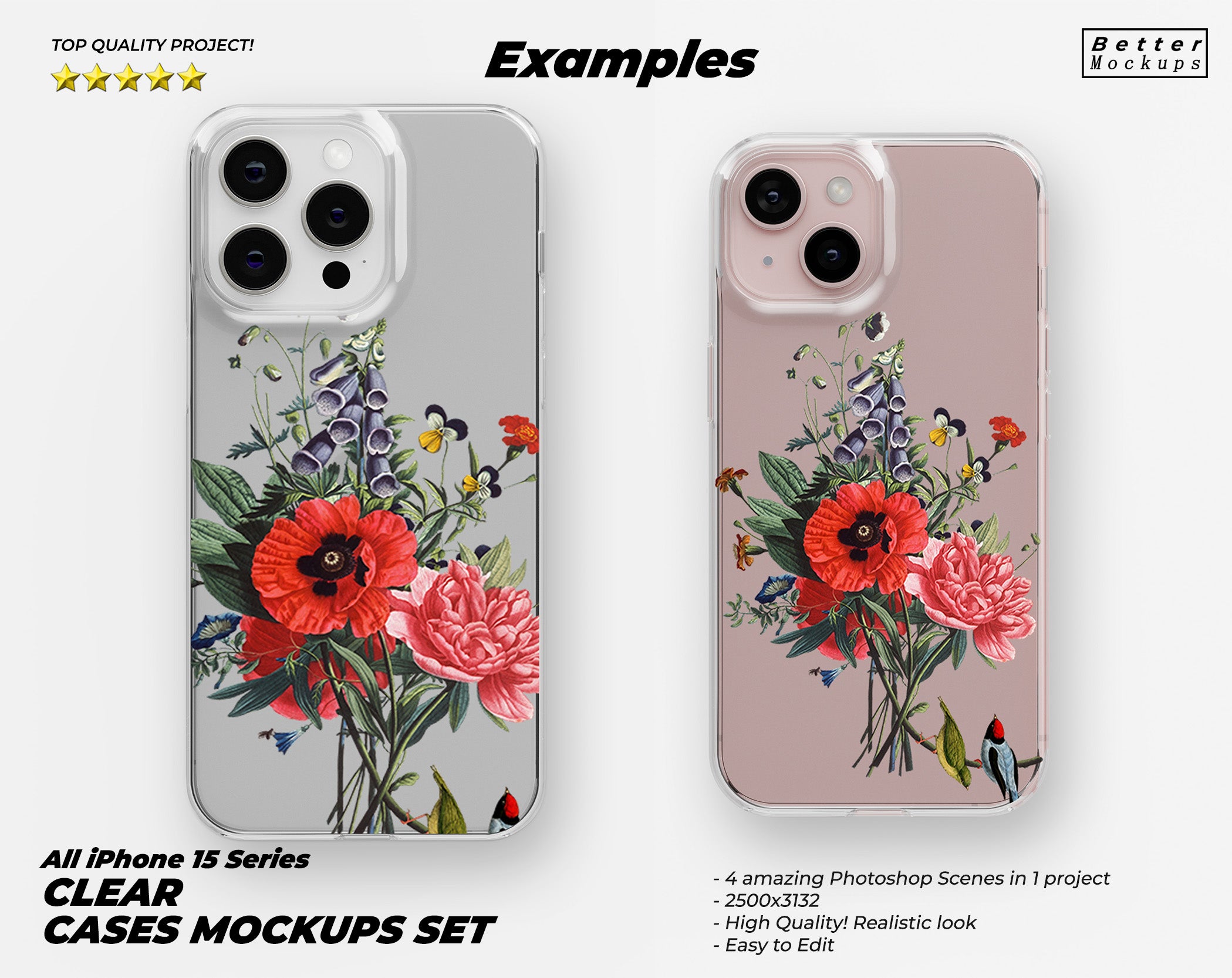 iPhone 15 Series Clear TPU Case Mockup – Bettermockups