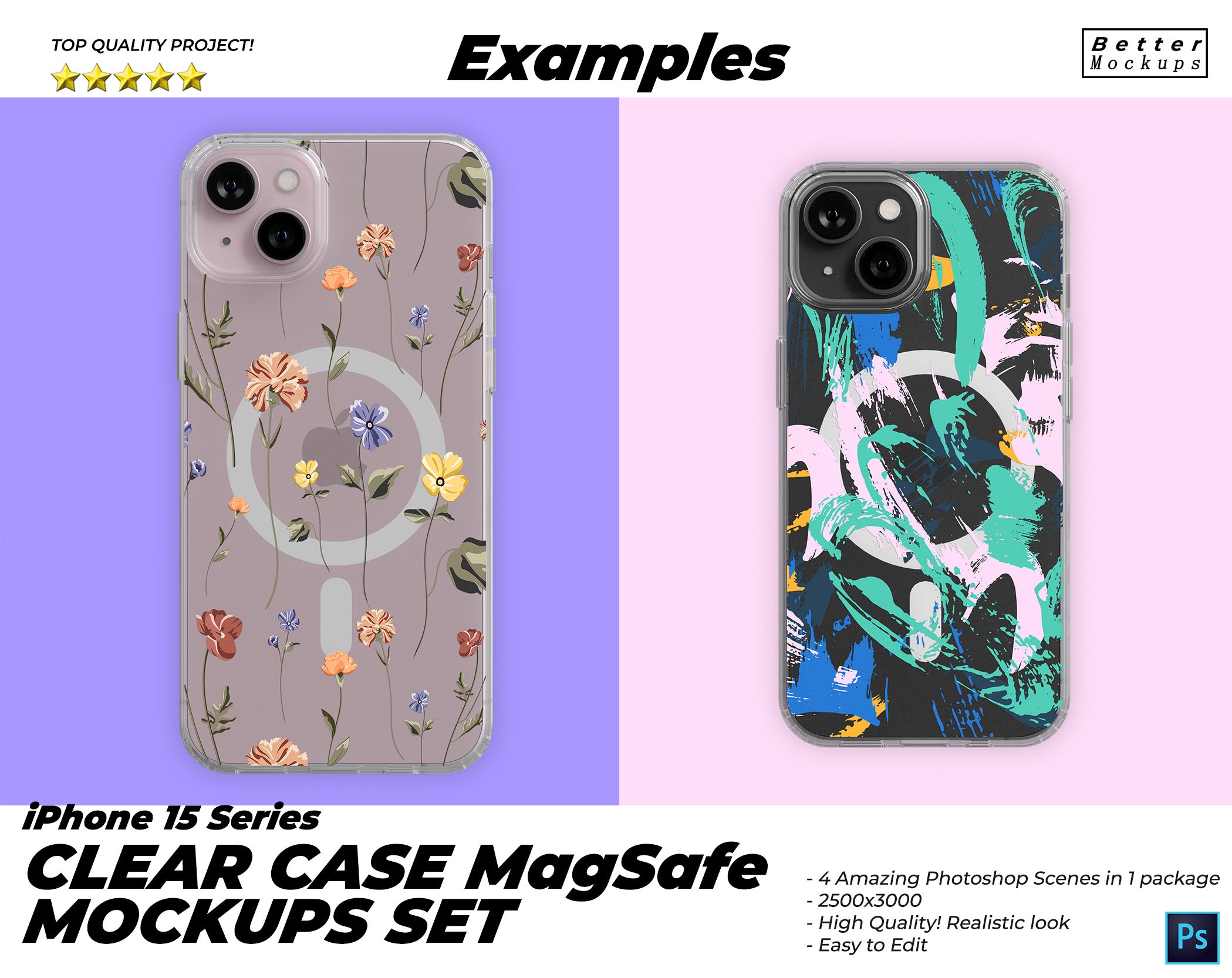 iPhone 15 Series MagSafe Clear TPU Case Mockup – Bettermockups
