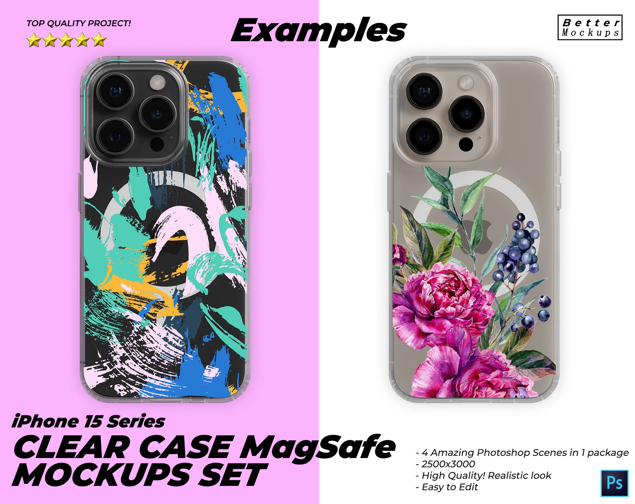 iPhone 15 Series MagSafe Clear TPU Case Mockup – Bettermockups