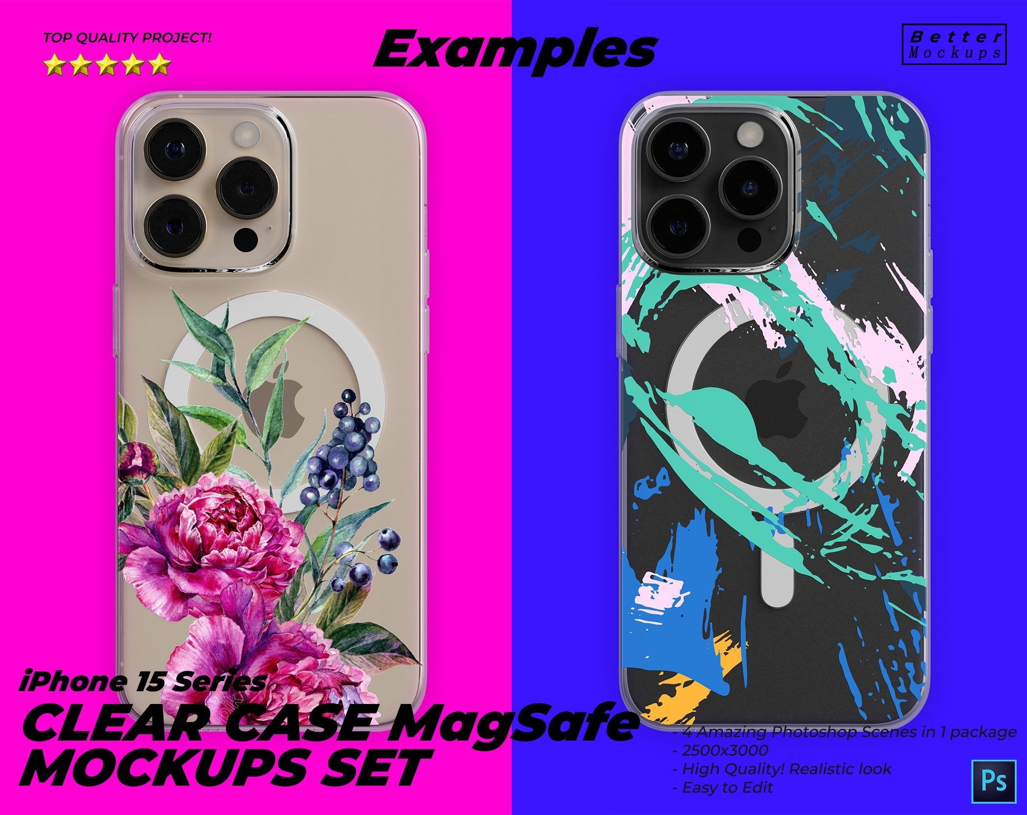 iPhone 15 Series MagSafe Clear TPU Case Mockup – Bettermockups