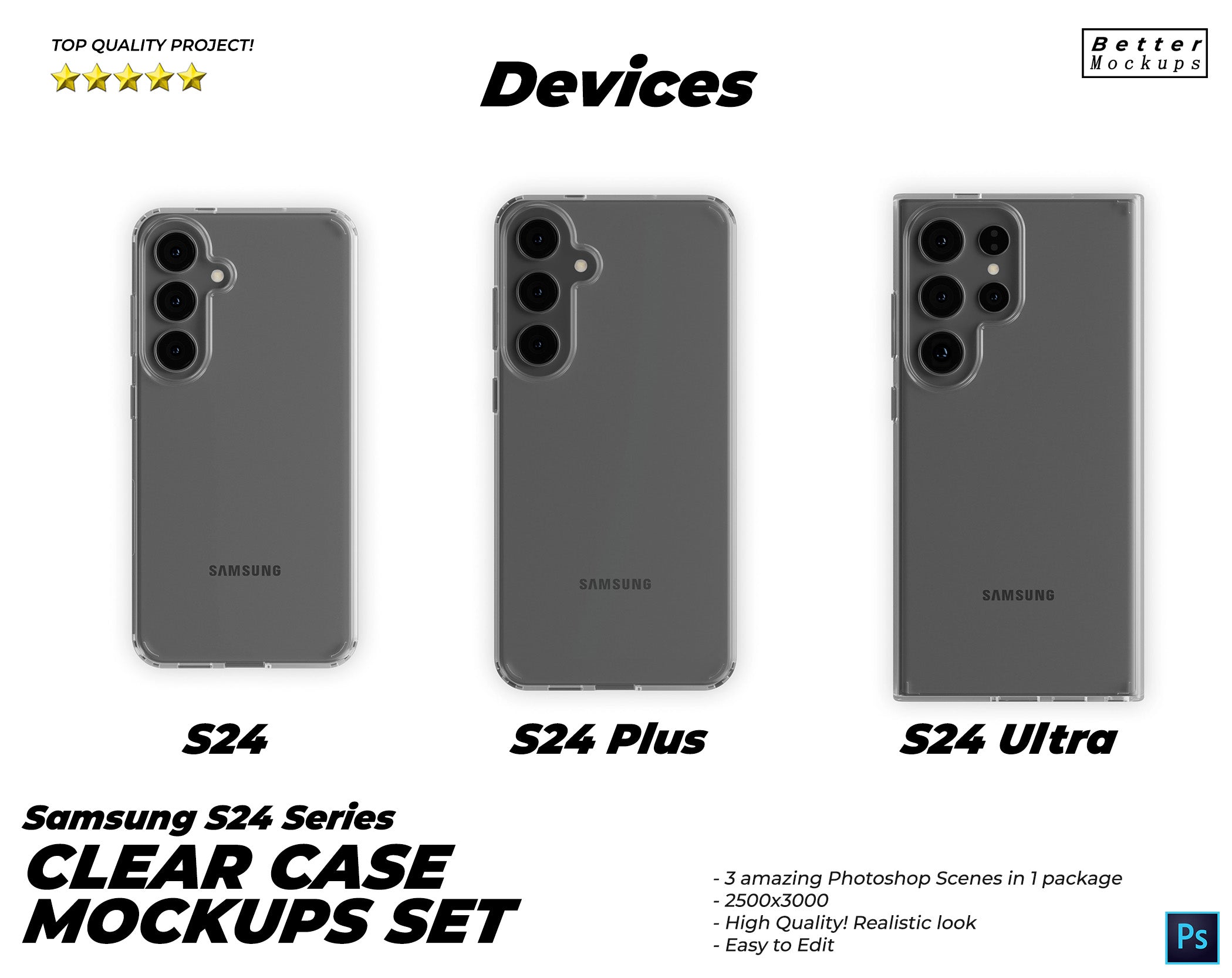 S24 Series Clear Case Front Mockups – Bettermockups
