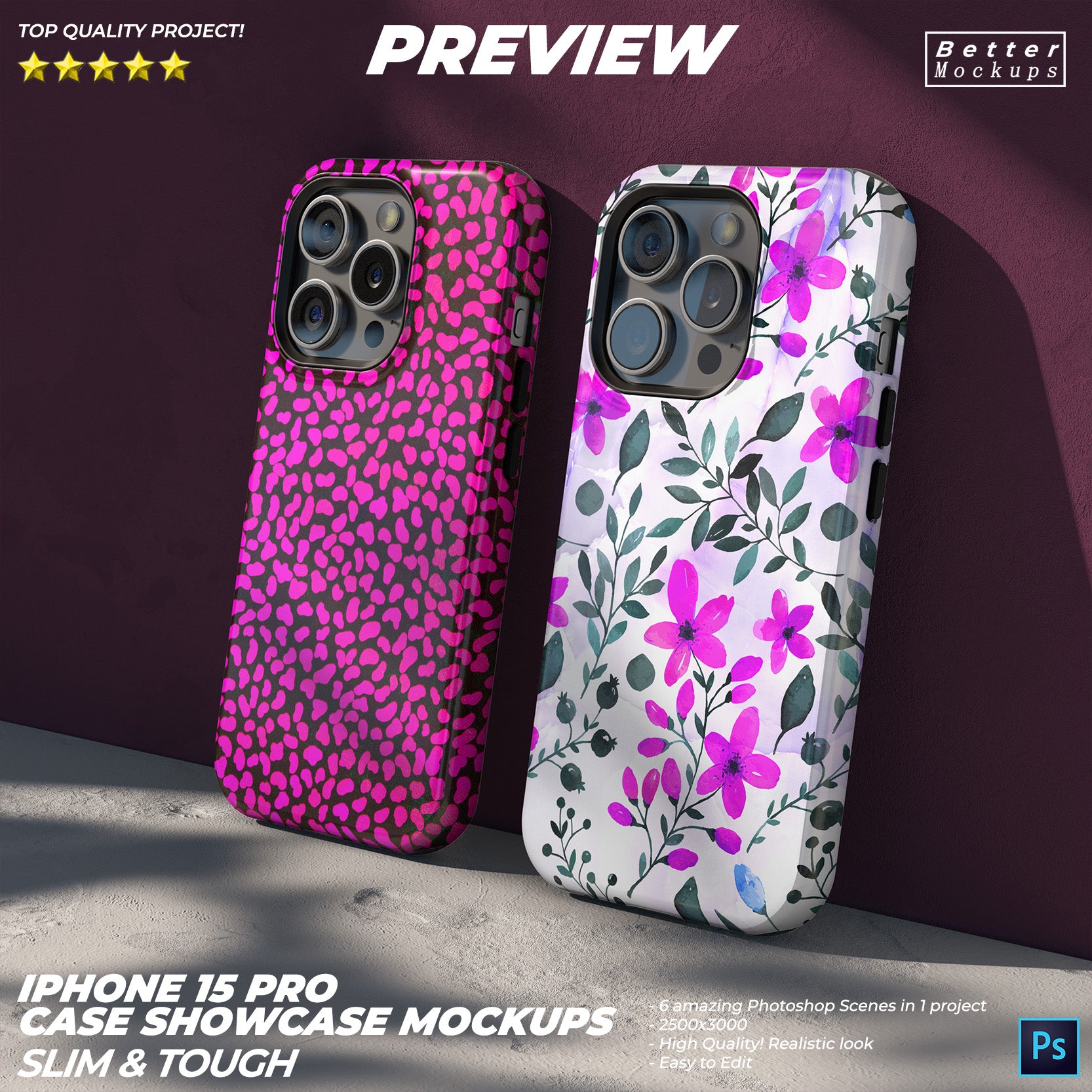 iPhone 15 Snap Tough Case Showcase Mockups – Bettermockups