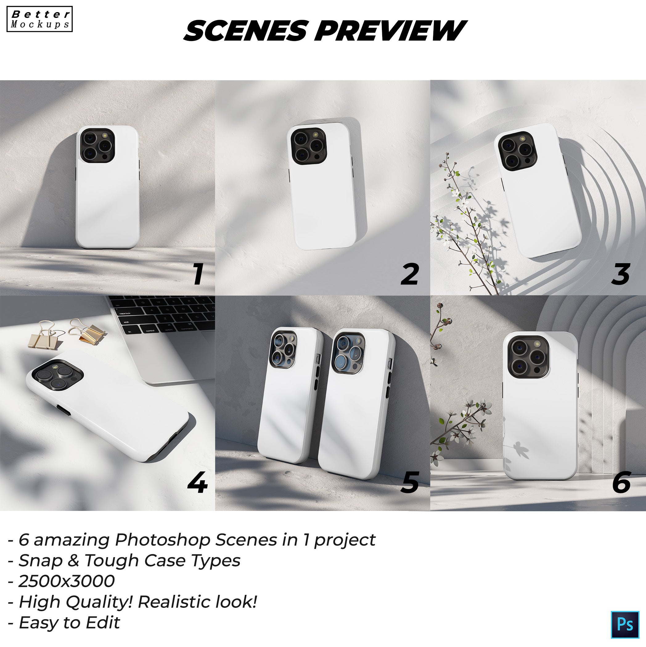 iPhone 15 Snap Tough Case Showcase Mockups – Bettermockups