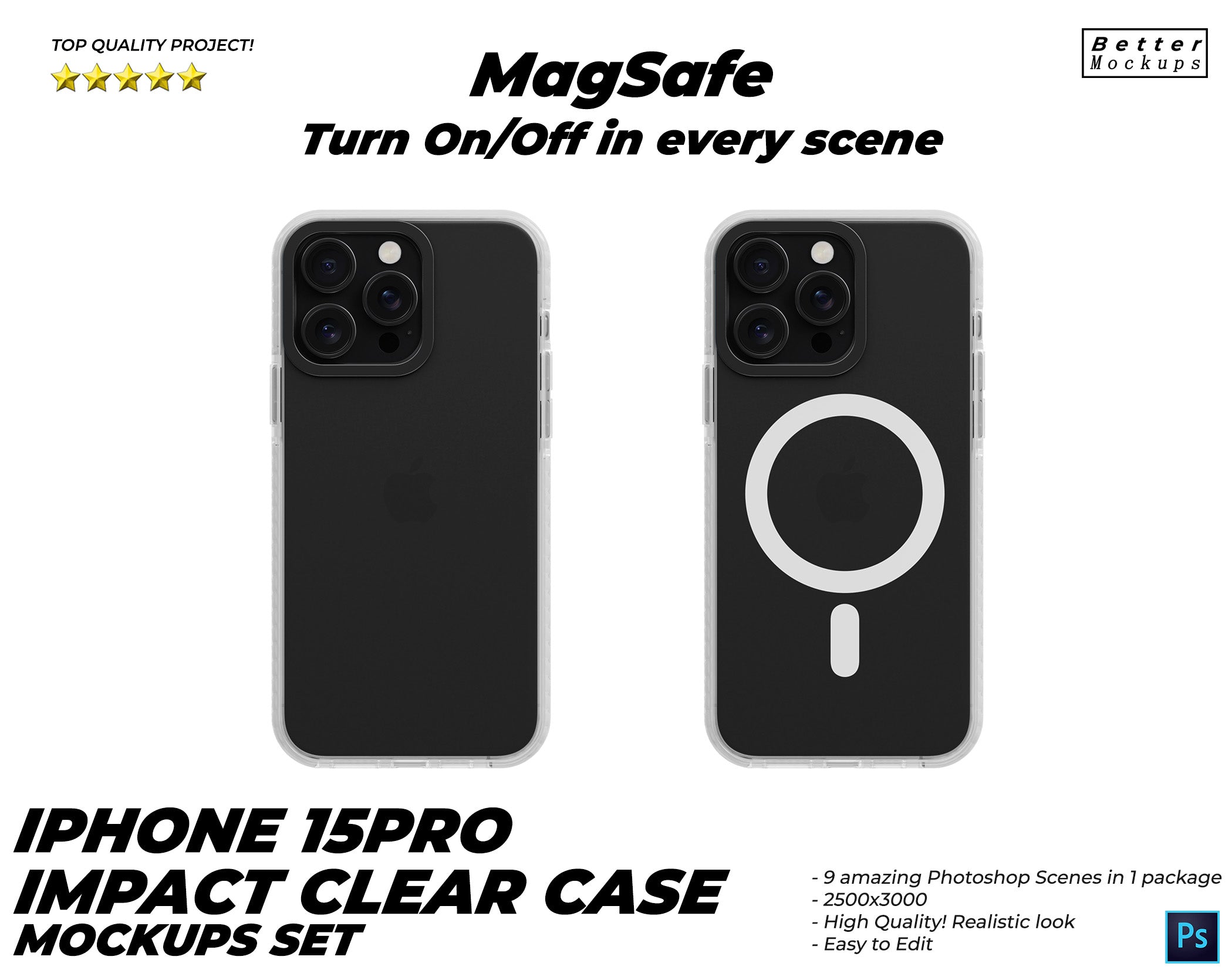 iPhone 15 Pro Impact Case Mockup Magsafe Compatible – Bettermockups