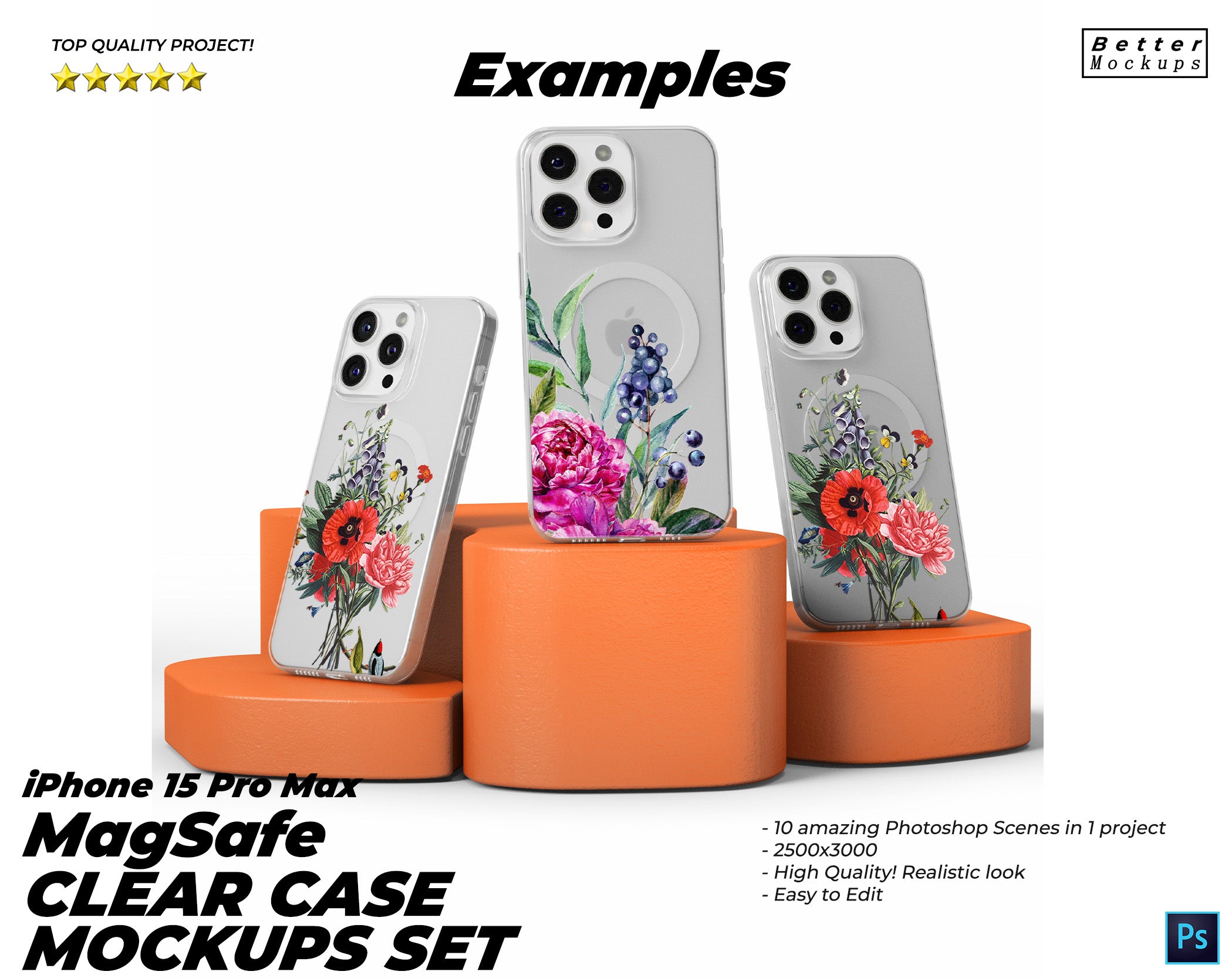 iPhone 15 Pro Max Clear MagSafe Case Mockup – Bettermockups