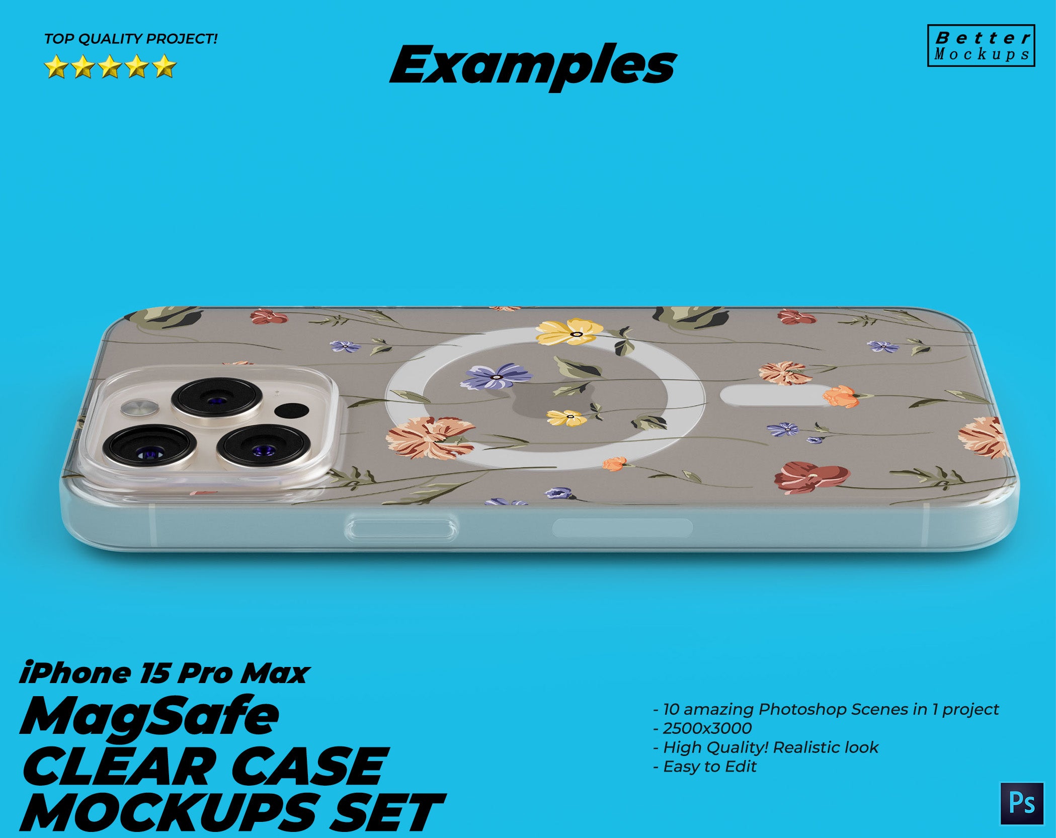iPhone 15 Pro Max Clear MagSafe Case Mockup – Bettermockups