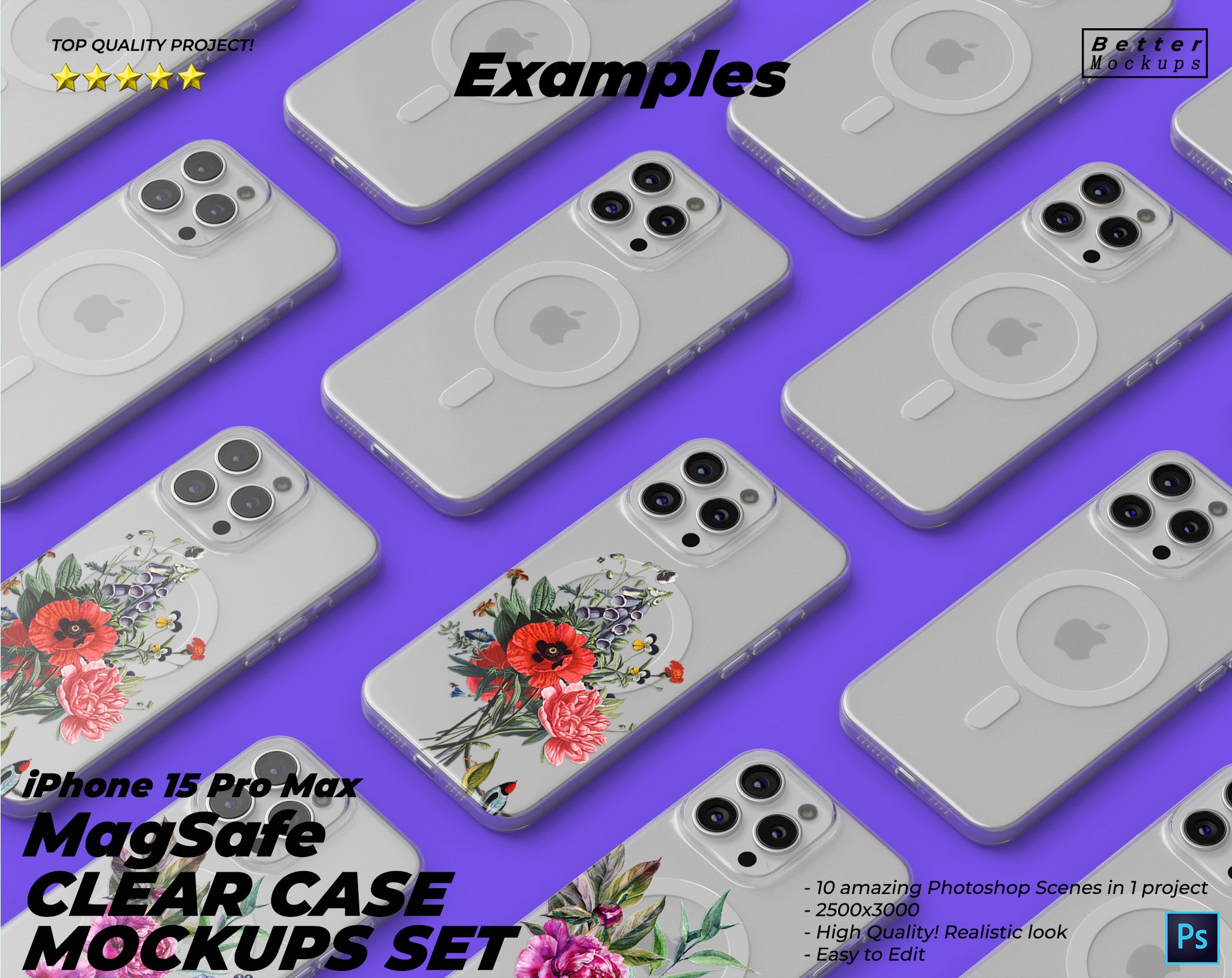 iPhone 15 Pro Max Clear MagSafe Case Mockup – Bettermockups