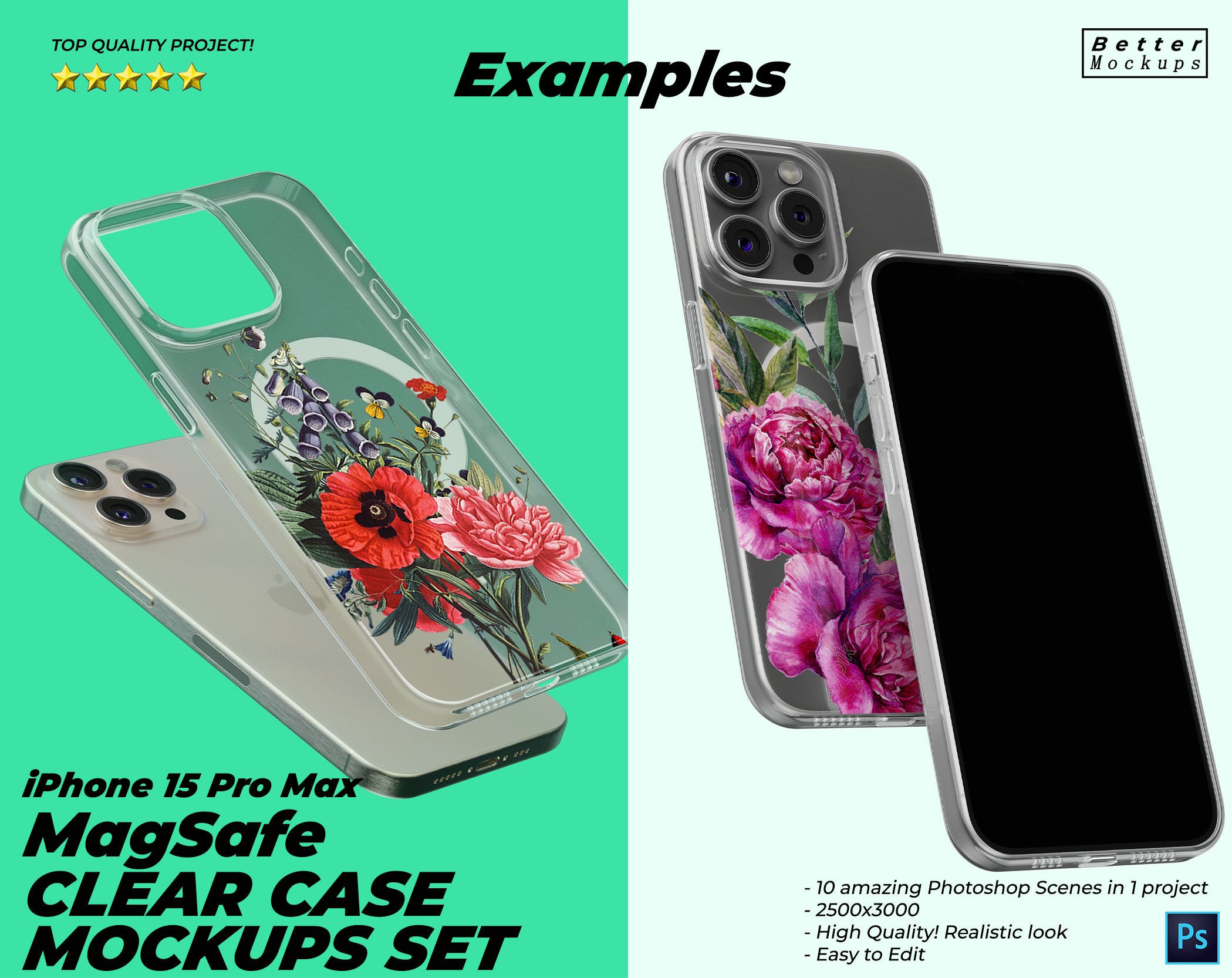 iPhone 15 Pro Max Clear MagSafe Case Mockup – Bettermockups