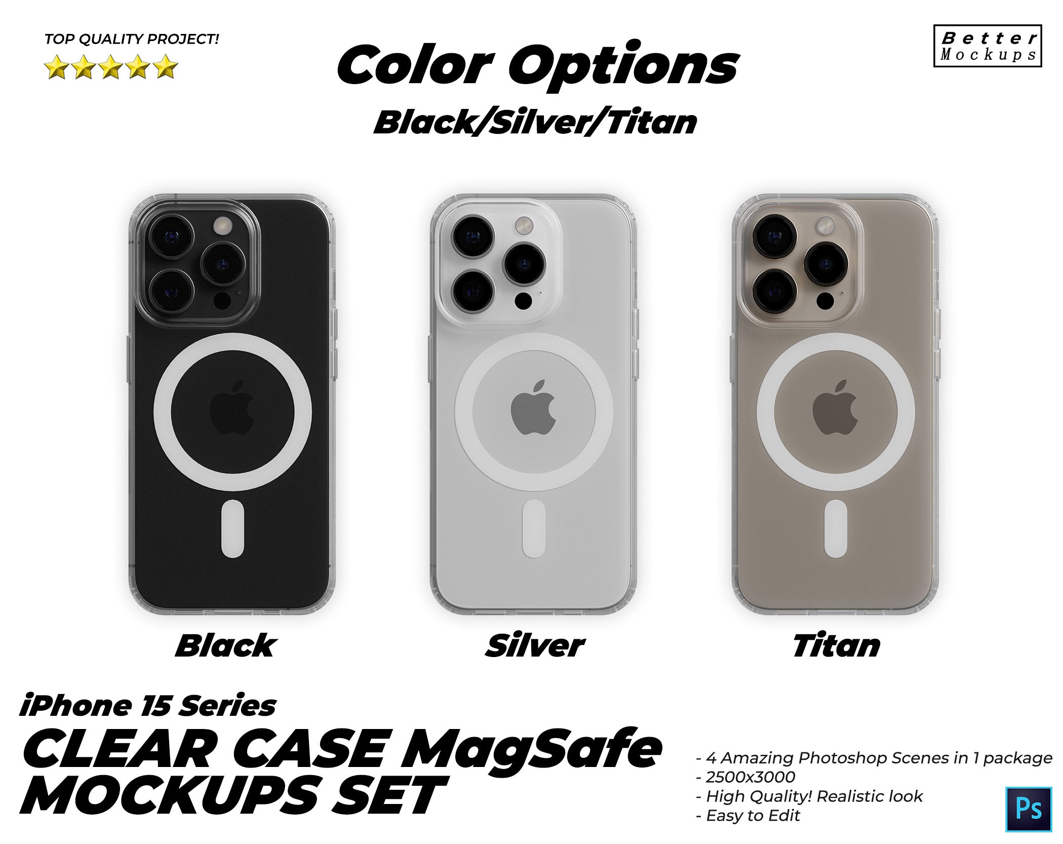 iPhone 15 Series MagSafe Clear TPU Case Mockup – Bettermockups