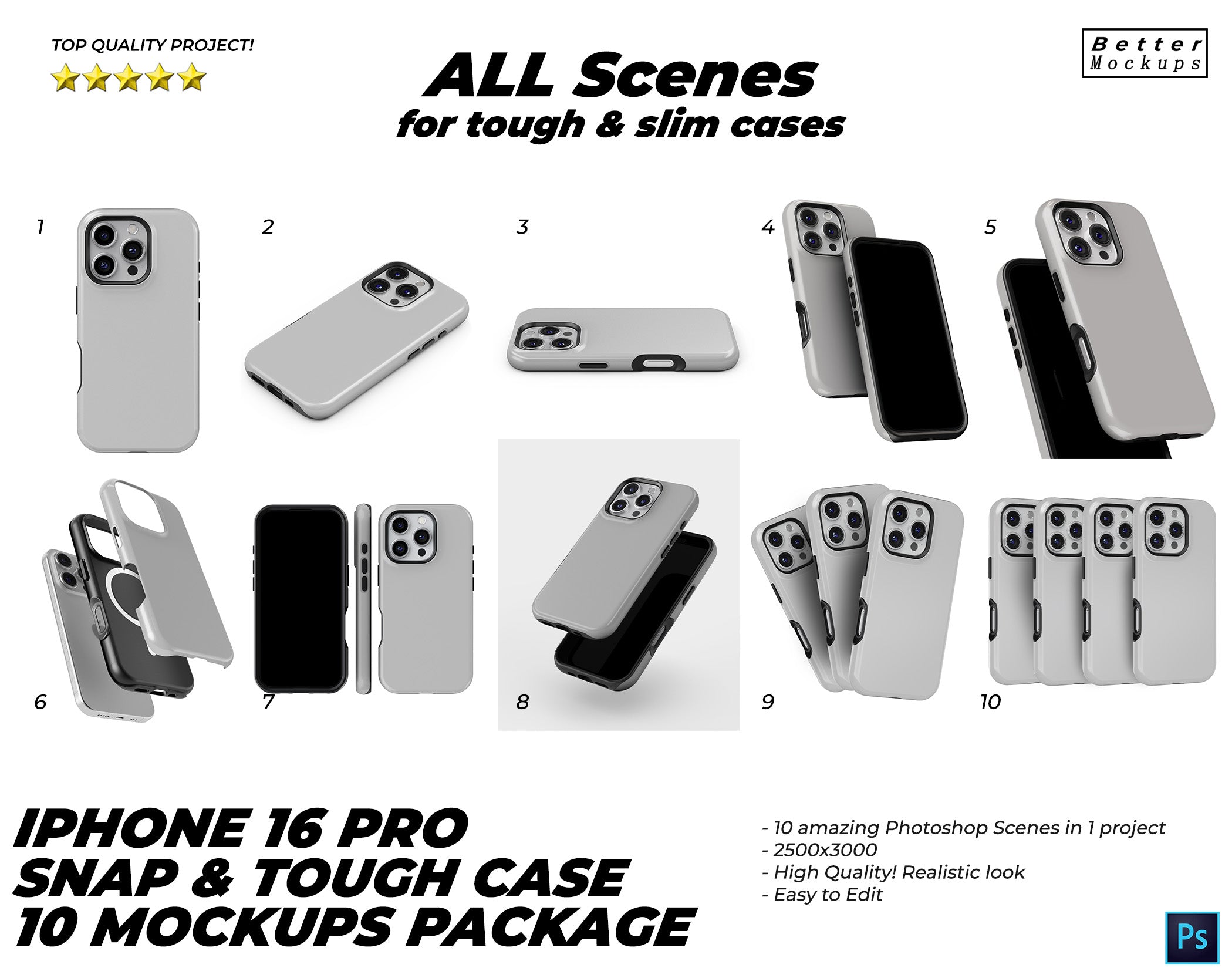 iPhone 16 Pro Phone Case Mockups 10 in 1 – Bettermockups