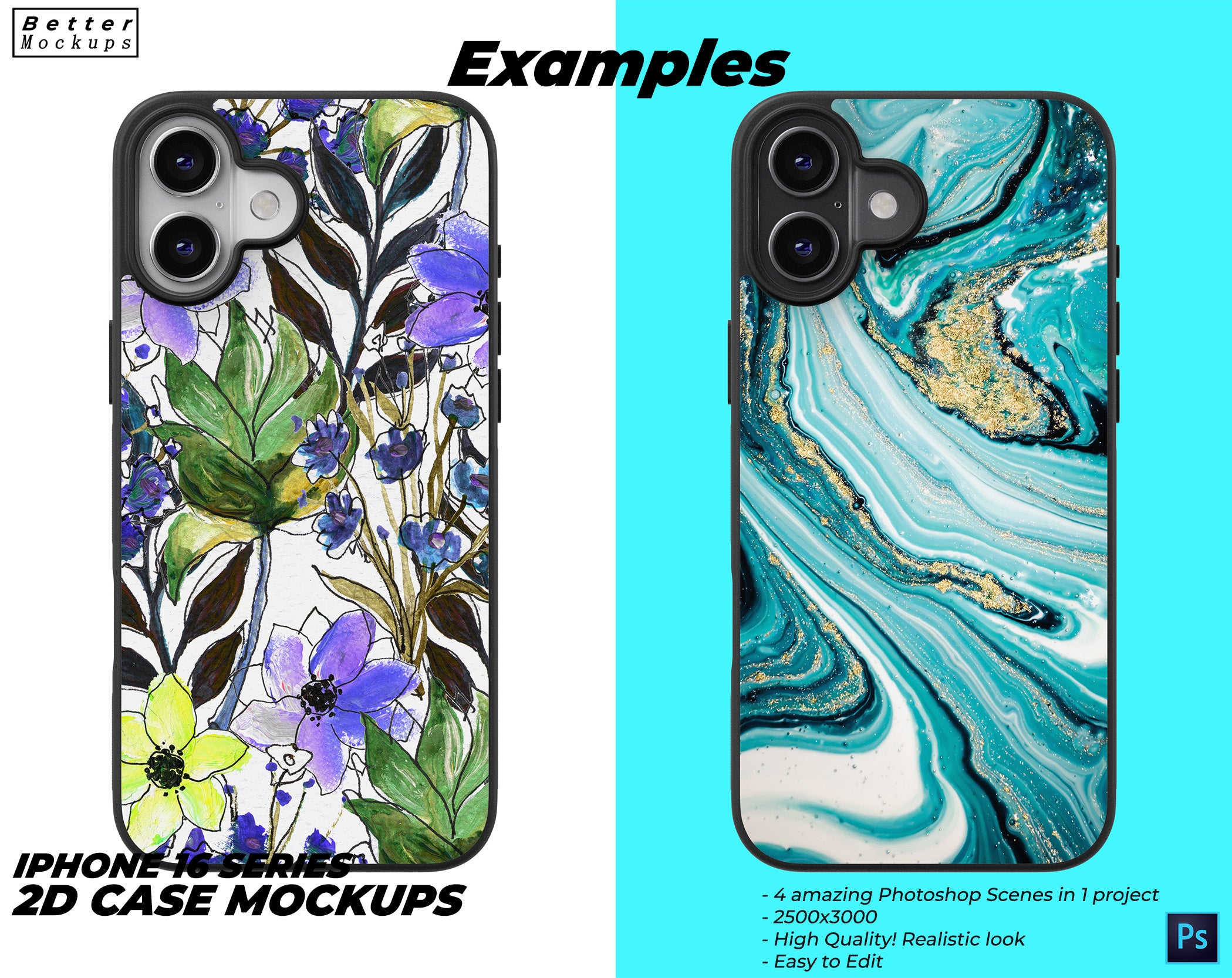 iPhone 16 Series 2D Phone Case Front Mockups – Bettermockups