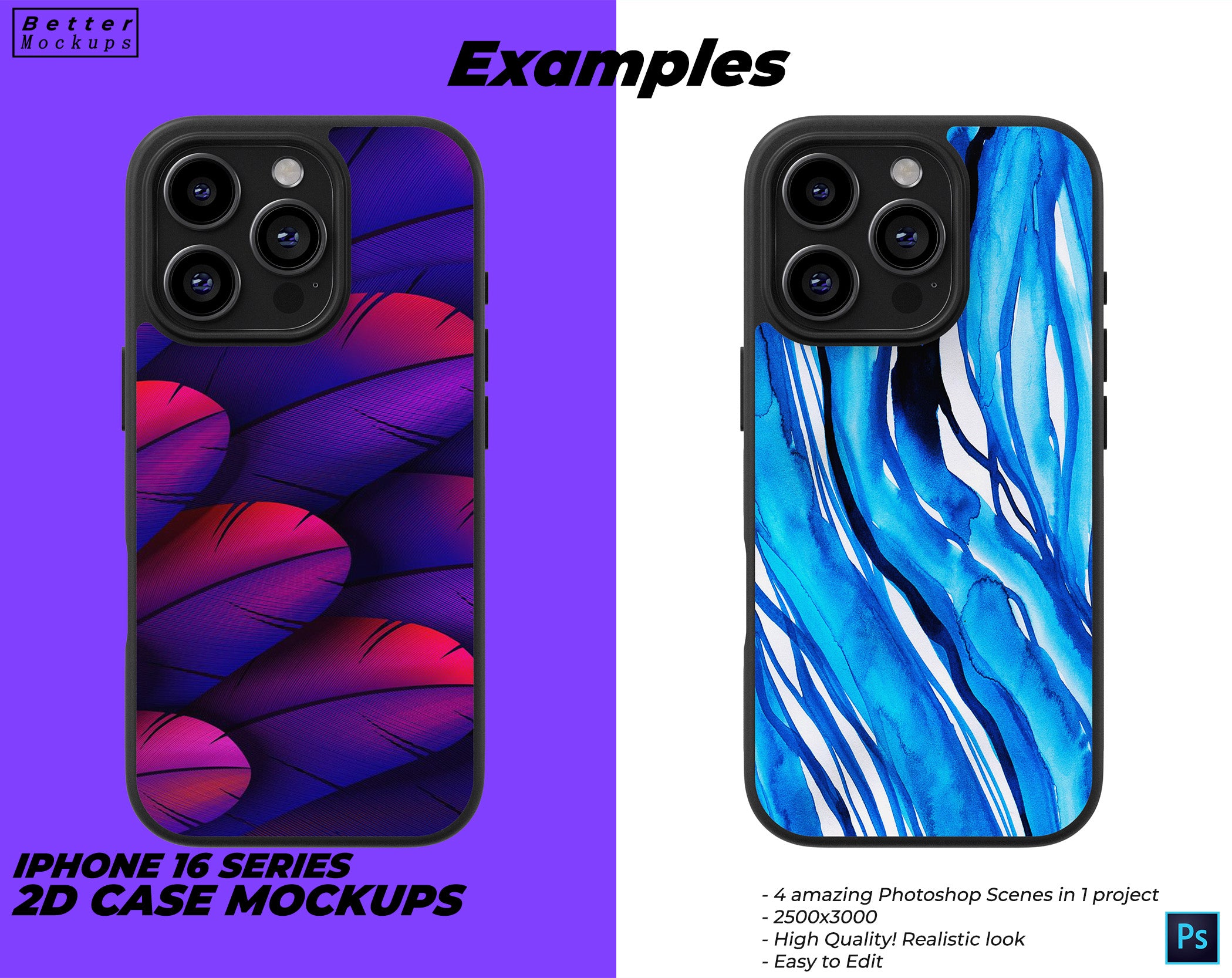 iPhone 16 Series 2D Phone Case Front Mockups – Bettermockups