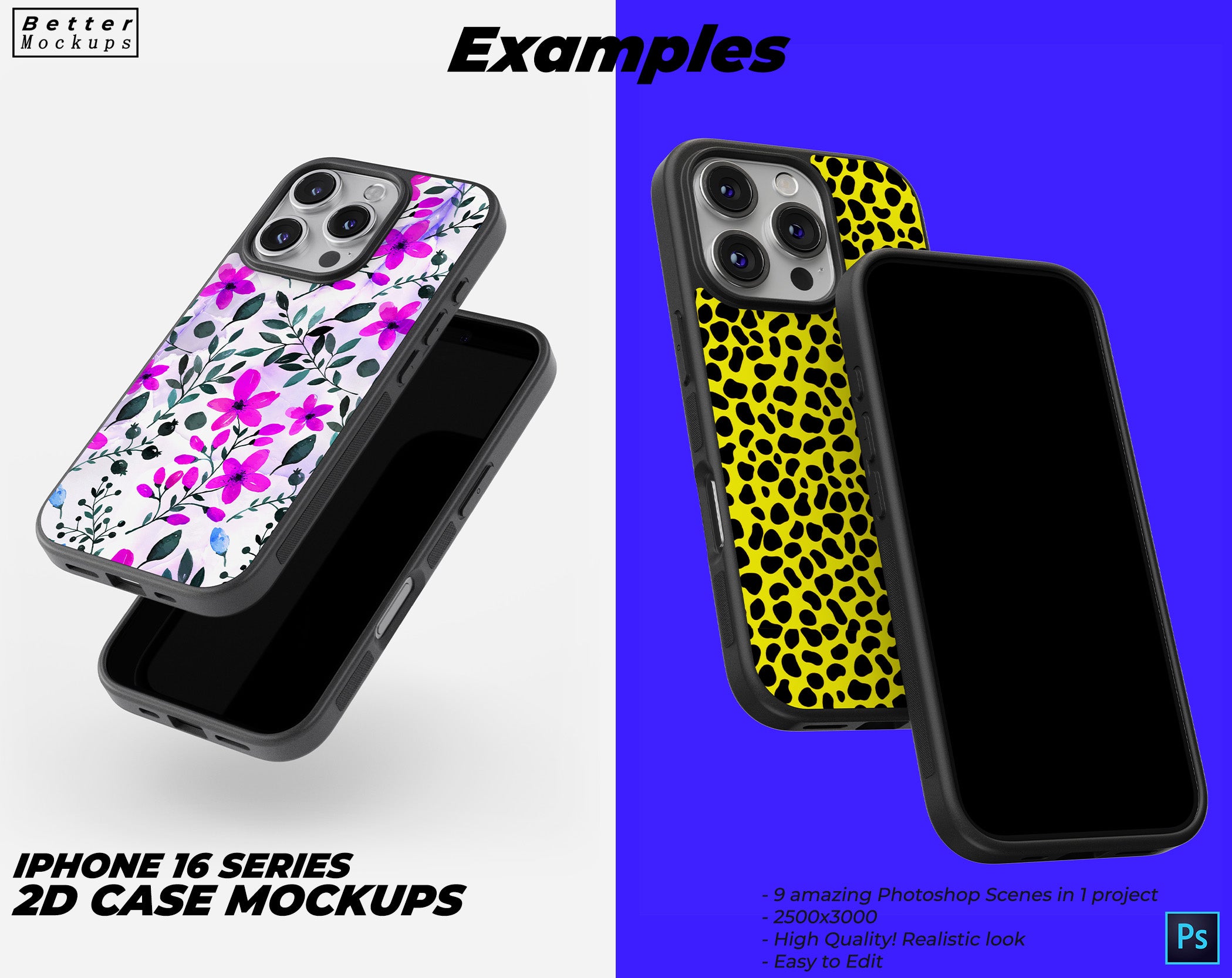 2D Phone Case Mockups for iPhone 16 Pro – Bettermockups