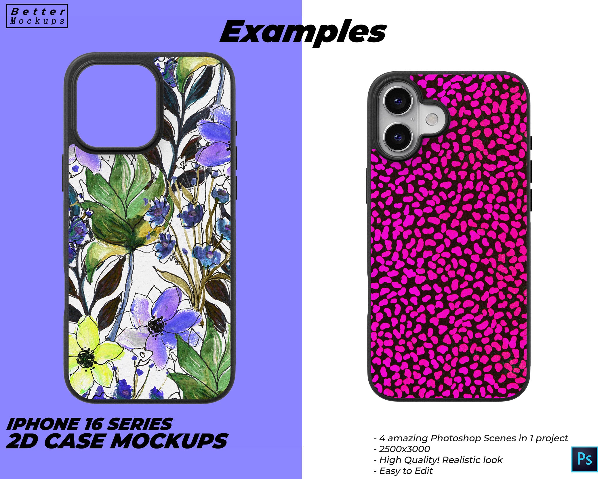 iPhone 16 Series 2D Phone Case Front Mockups – Bettermockups