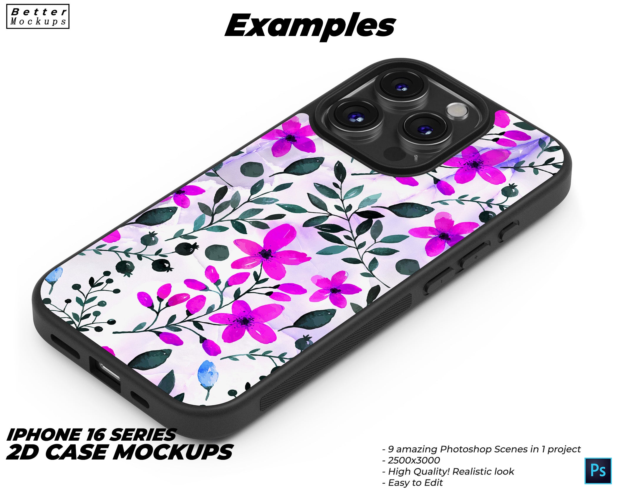 2D Phone Case Mockups for iPhone 16 Pro – Bettermockups