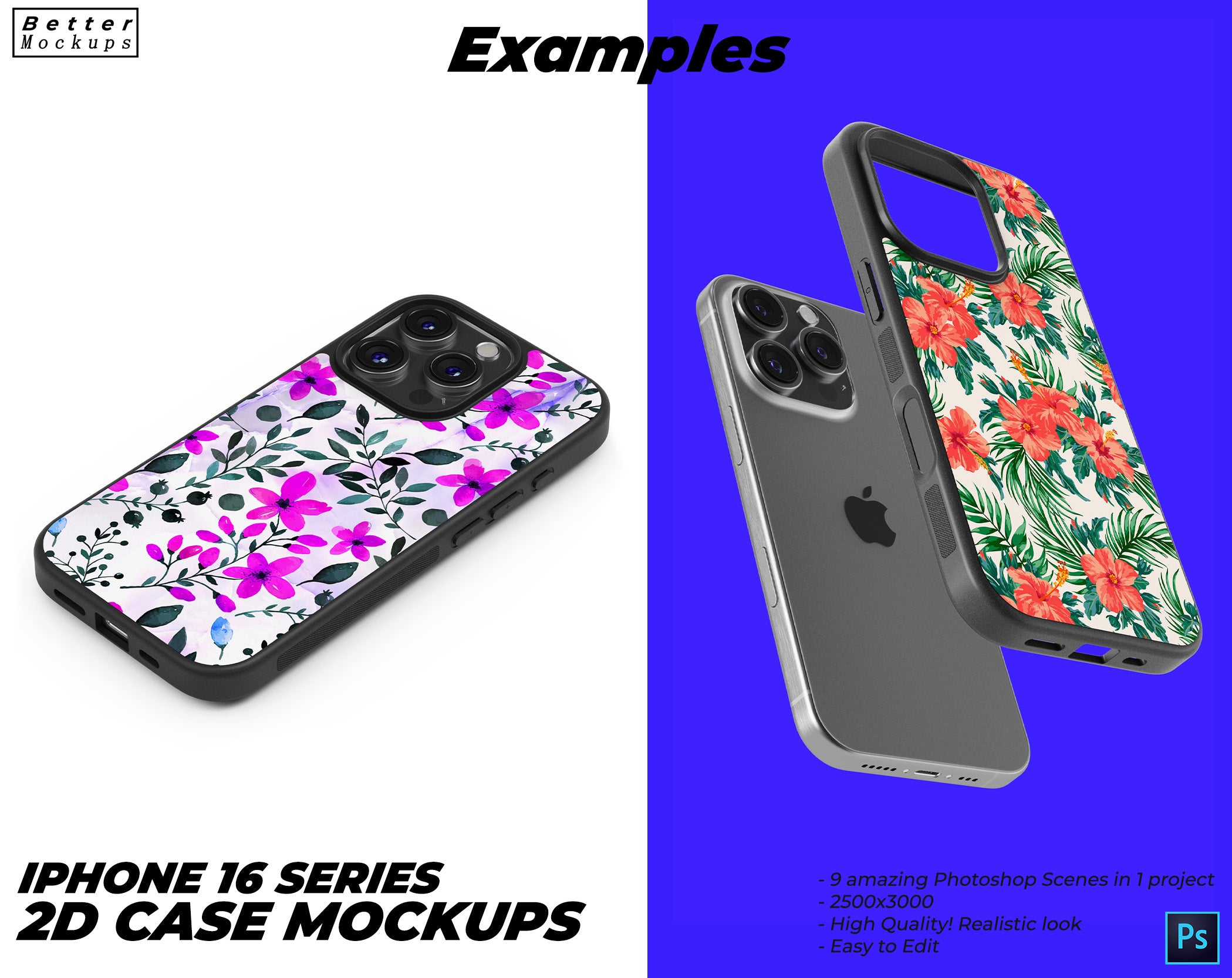 2D Phone Case Mockups for iPhone 16 Pro – Bettermockups