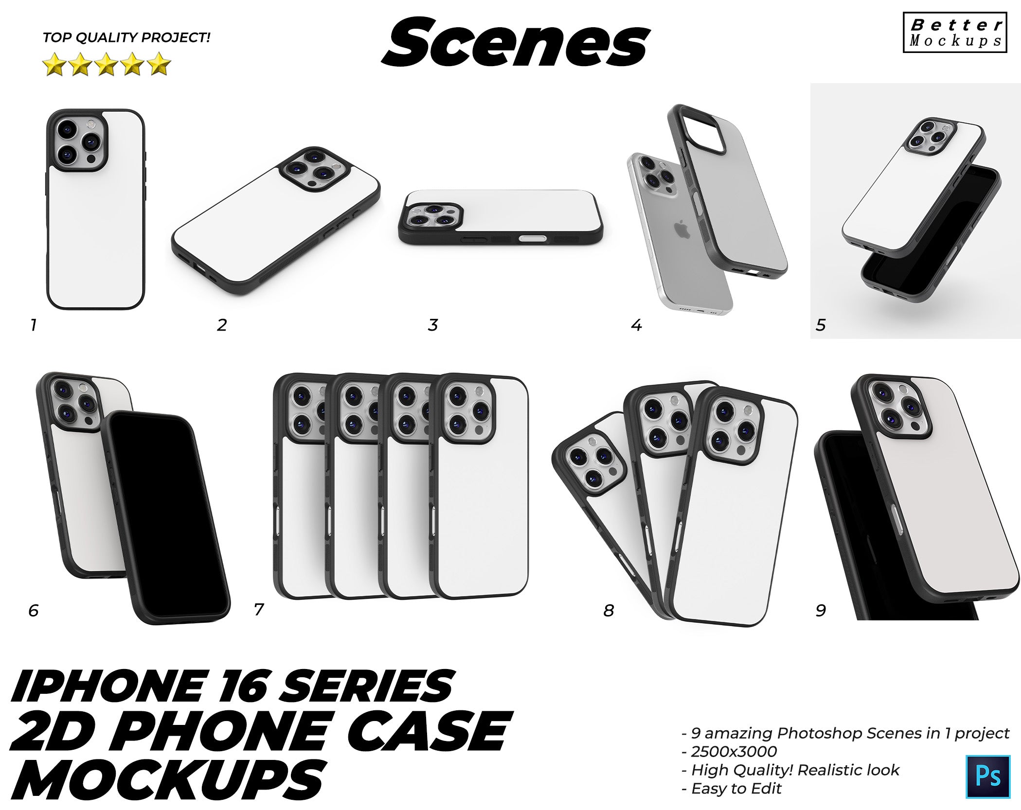 2D Phone Case Mockups for iPhone 16 Pro – Bettermockups