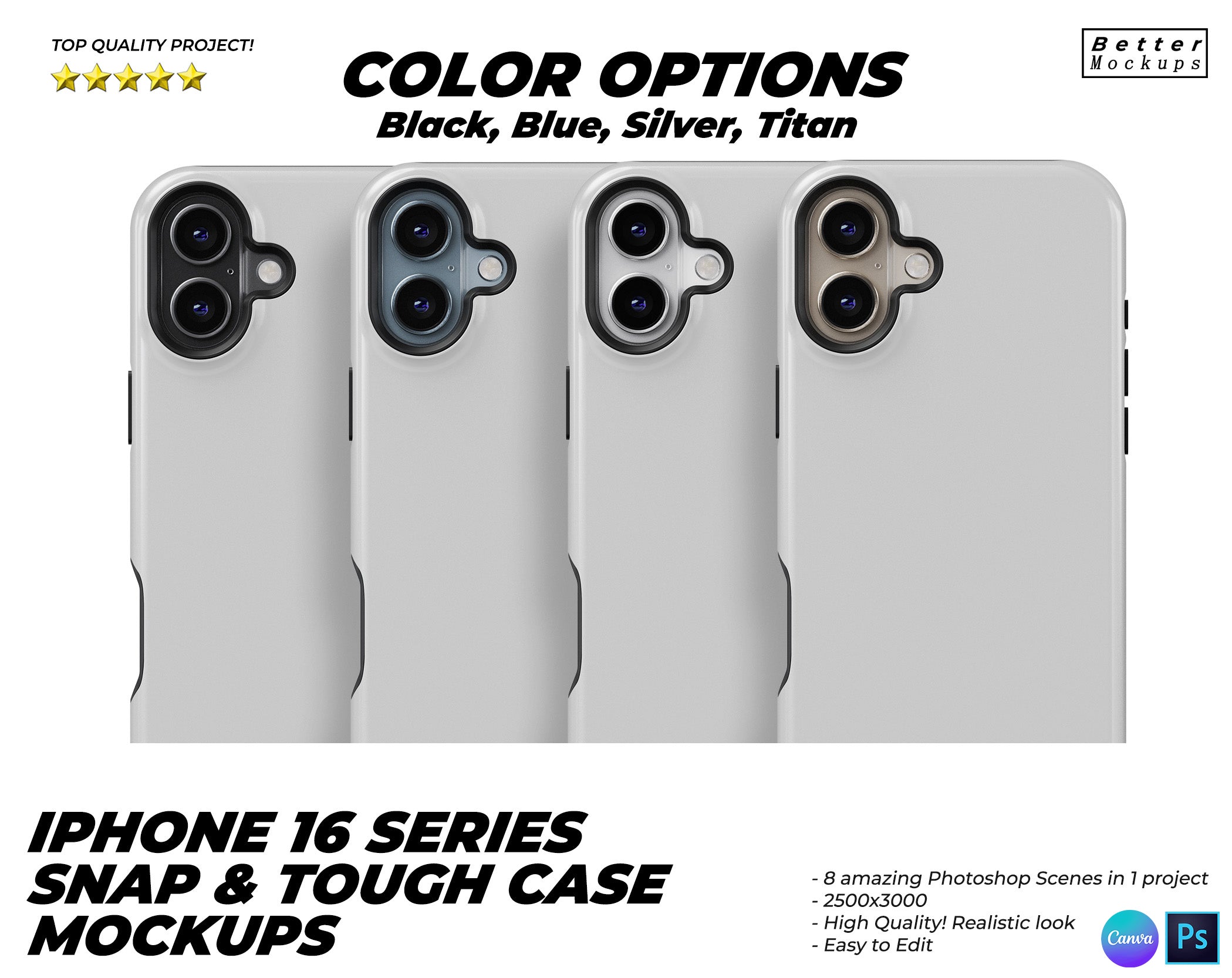 iPhone 16 Series Phone Case Front Mockups – Bettermockups