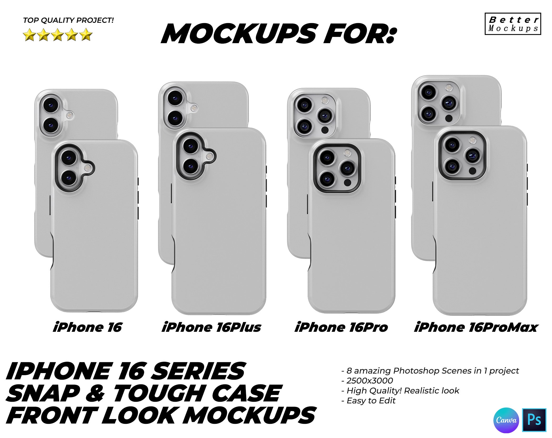 iPhone 16 Series Phone Case Front Mockups – Bettermockups