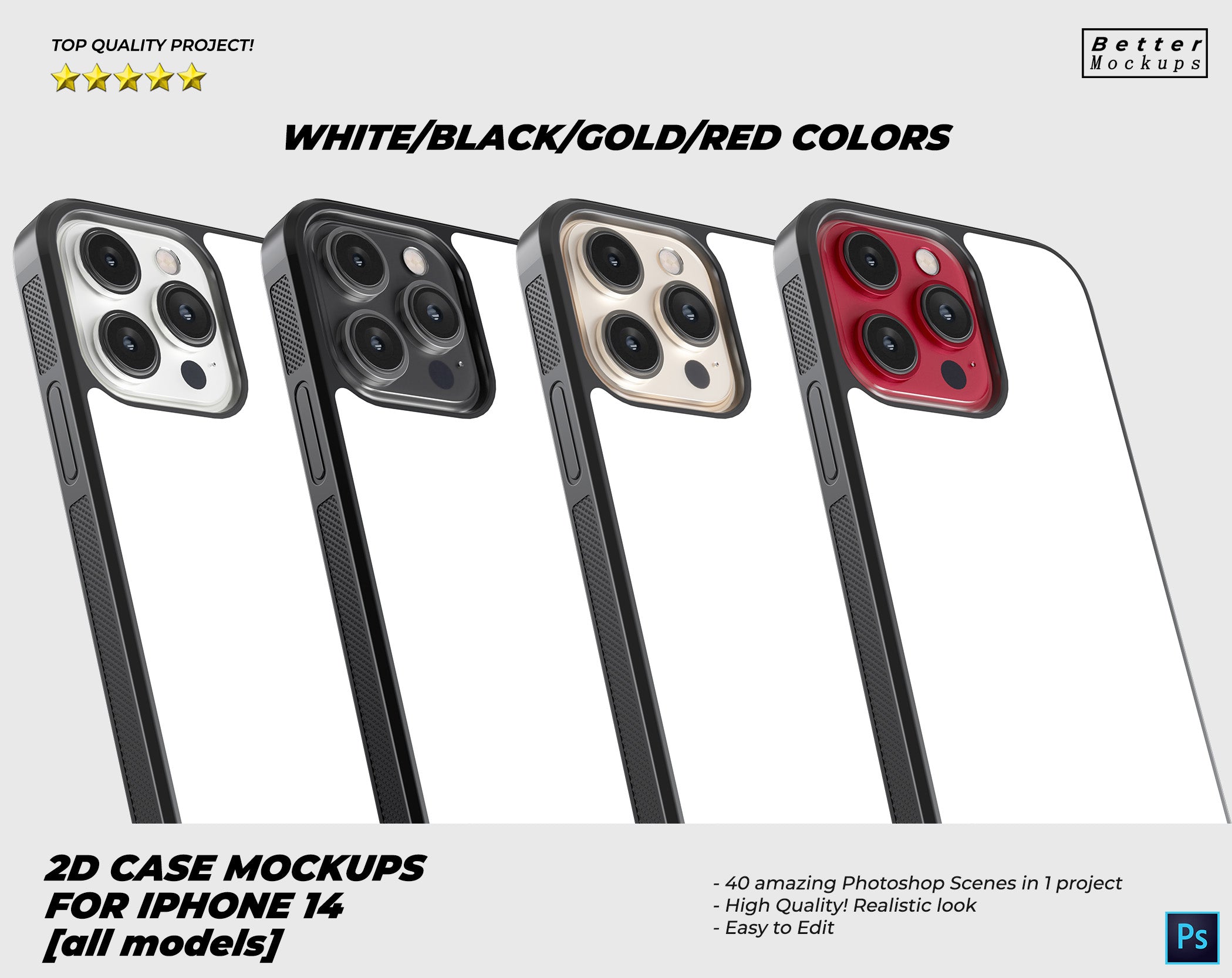 2D Phone Case Mockups for all iPhone 14/15 models – Bettermockups